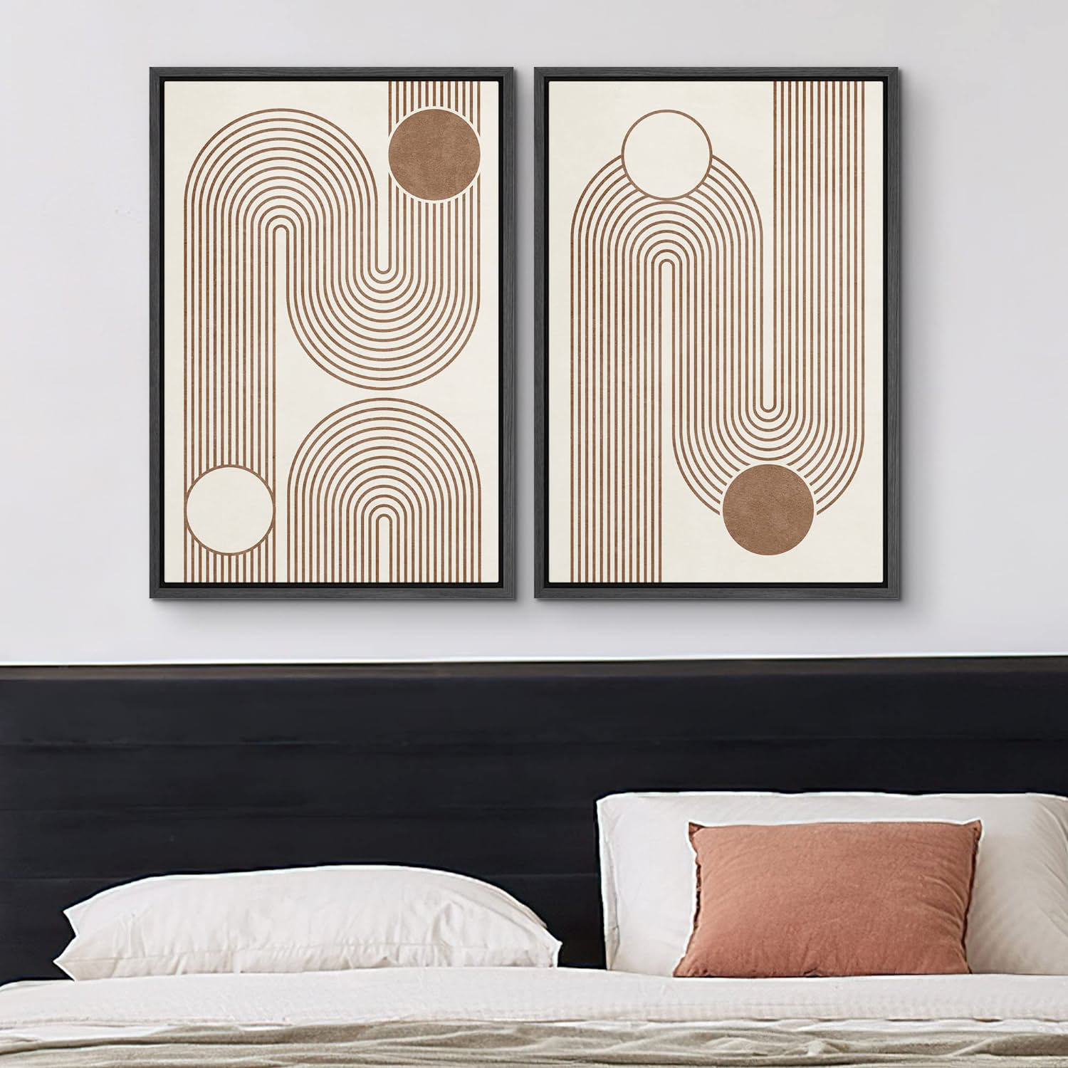 SIGNLEADER Framed Canvas Print Wall Art Set Geometric Mid-Century ...