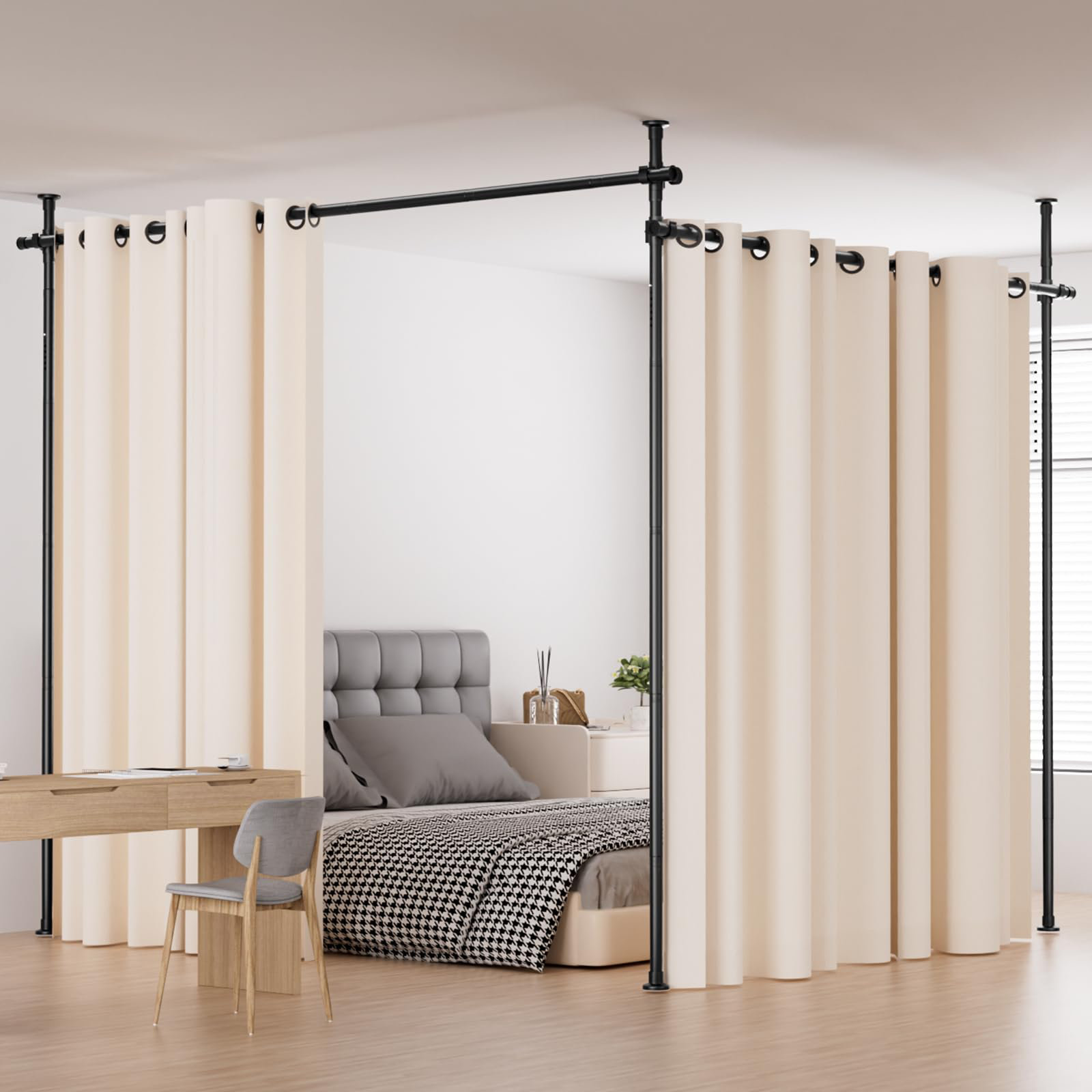Symple Stuff Room Divider, Height And Width Adjustable No Drilling ...