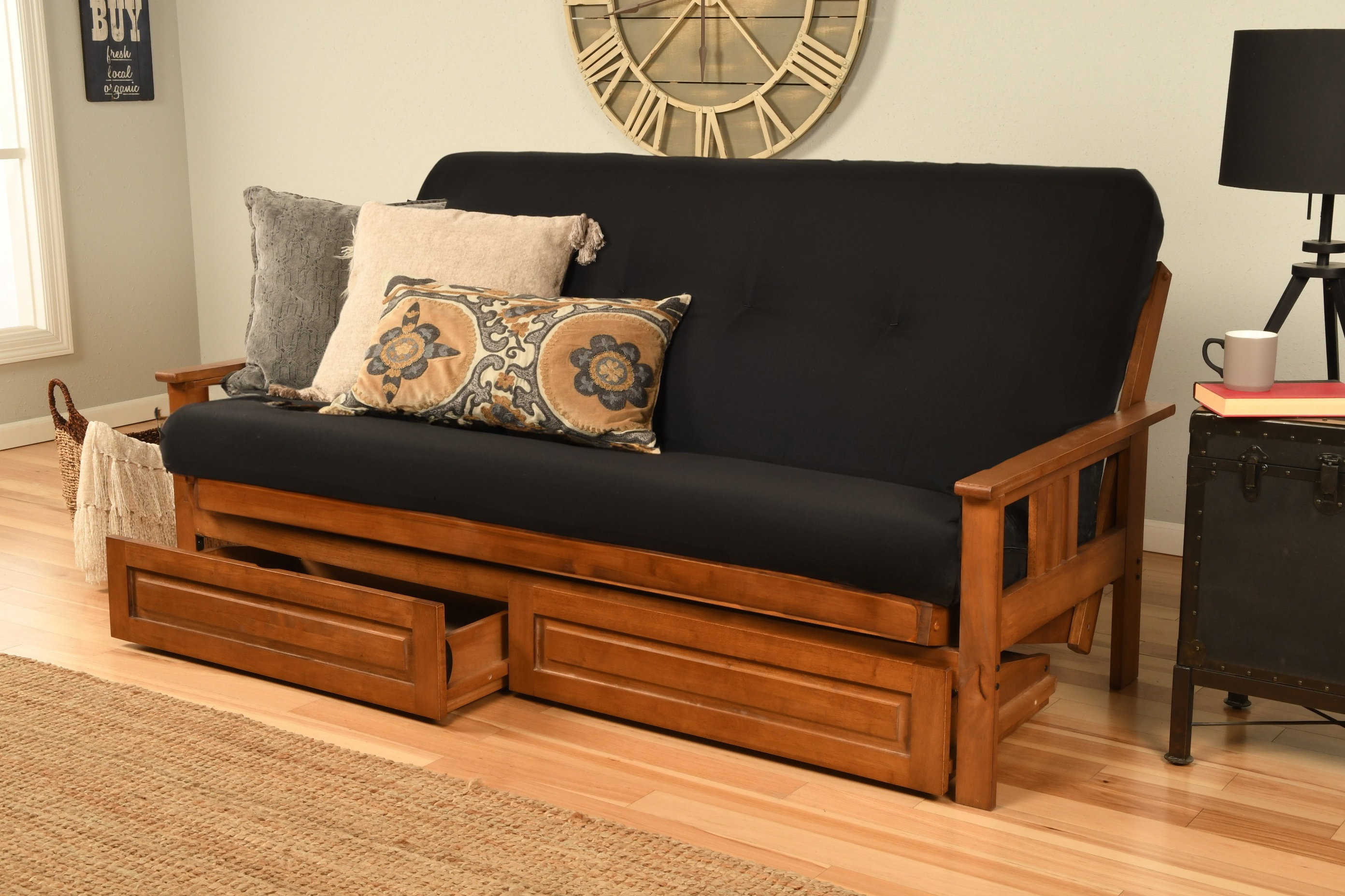 The Twillery Co.® Stratford Full Futon Frame Includes Storage Drawers ...