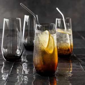 over&back Tall Stemless Mouth-Blown Glassware - Set of 4 Drinking ...