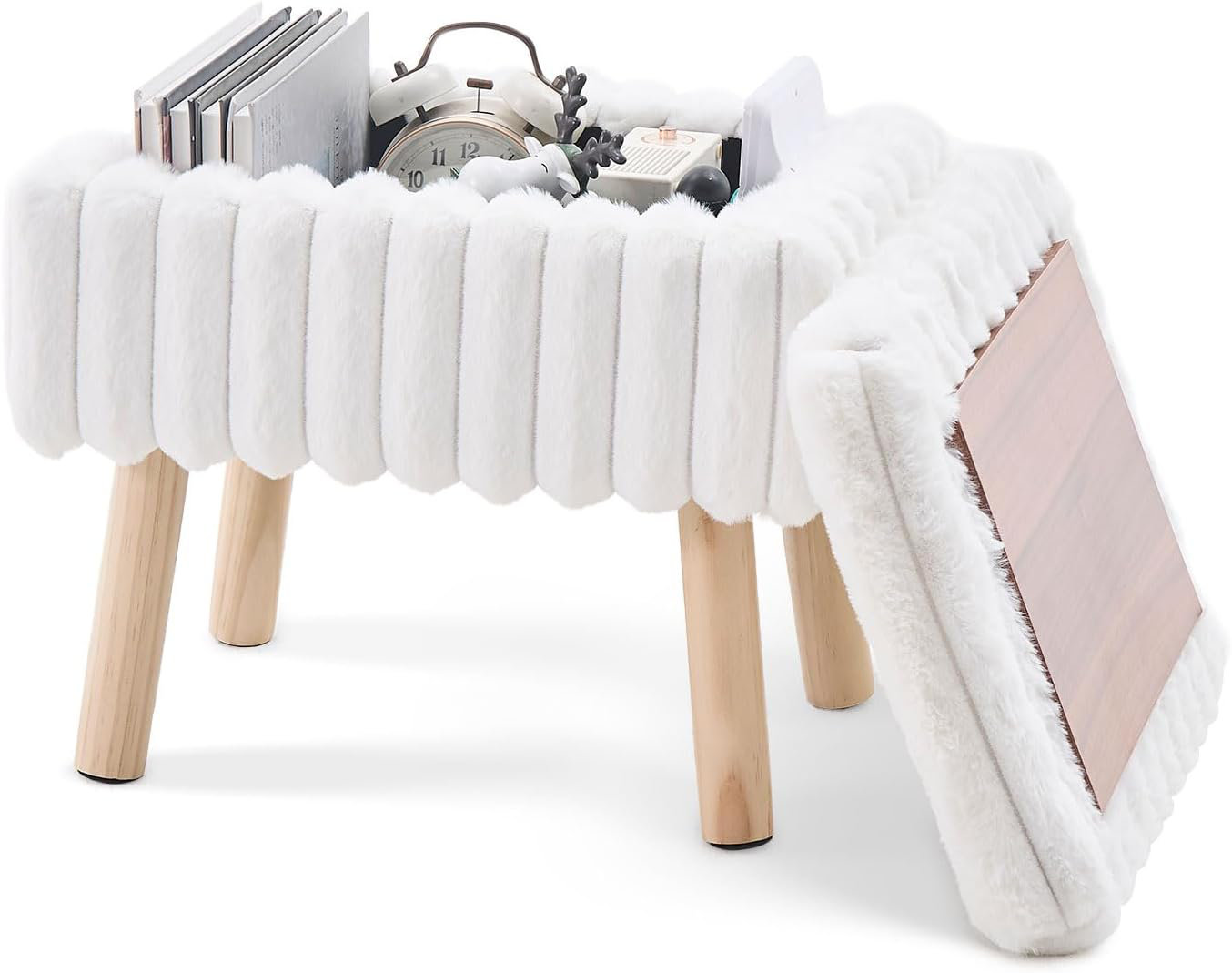 Everly Quinn Velvet Soft Ottoman, Ottoman Soft Padded Footstools Seat ...