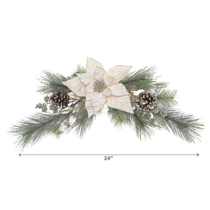 iH casadécor Poinsettia And Pinecone Swag | Wayfair
