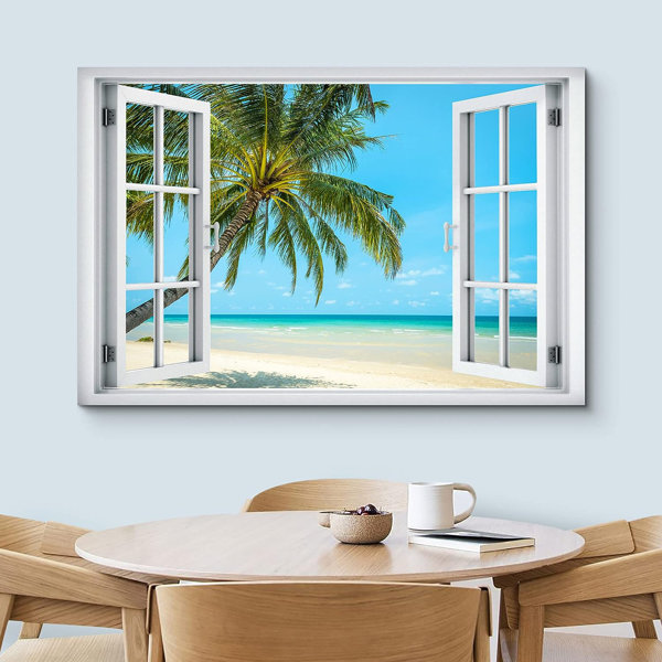 IDEA4WALL Window Scenery " Tropical Palm Tree Beach Island Paradise ...