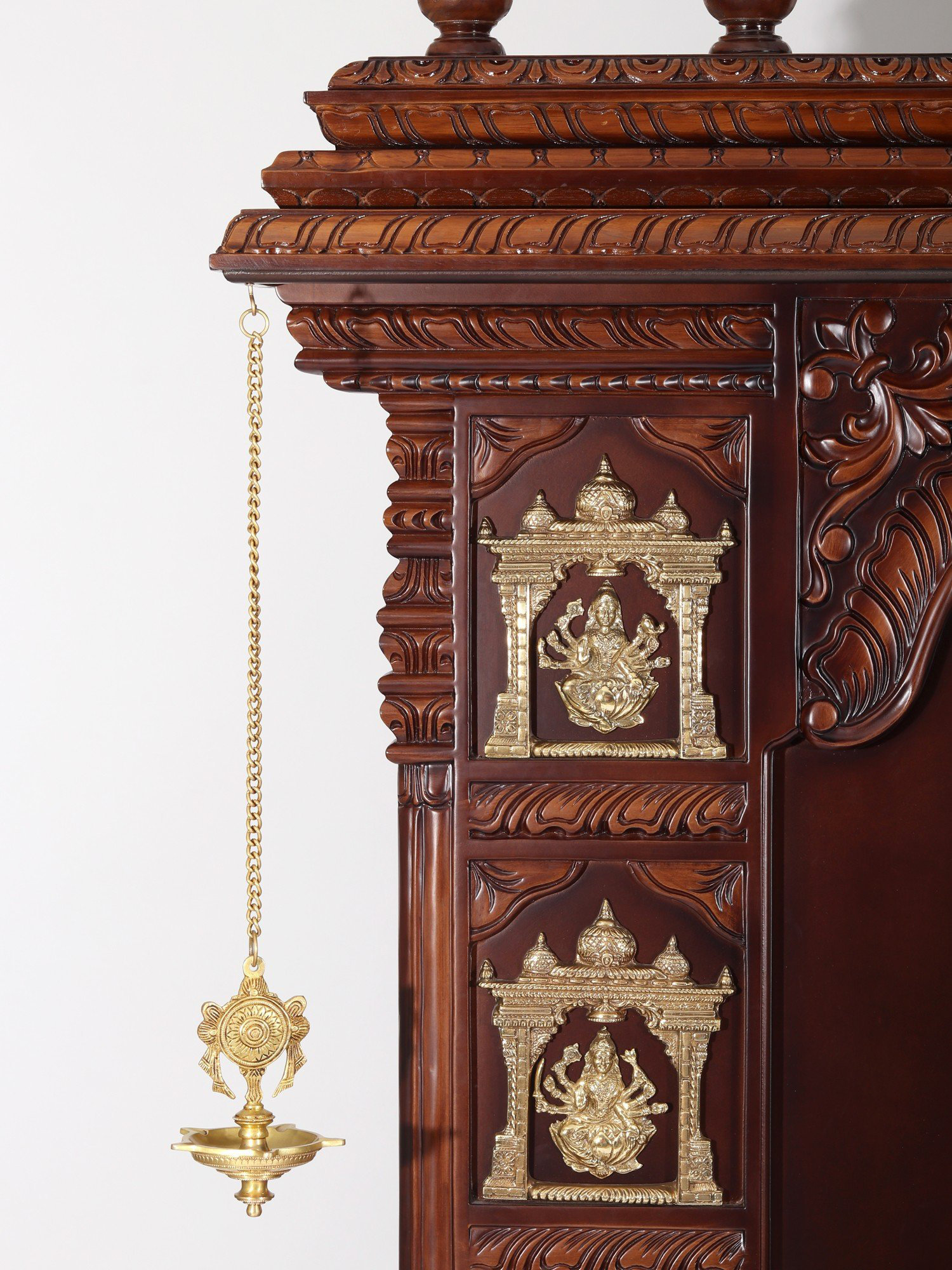 Exotic India 74" Super Large Ashta Lakshmi Designer Temple with Brass ...