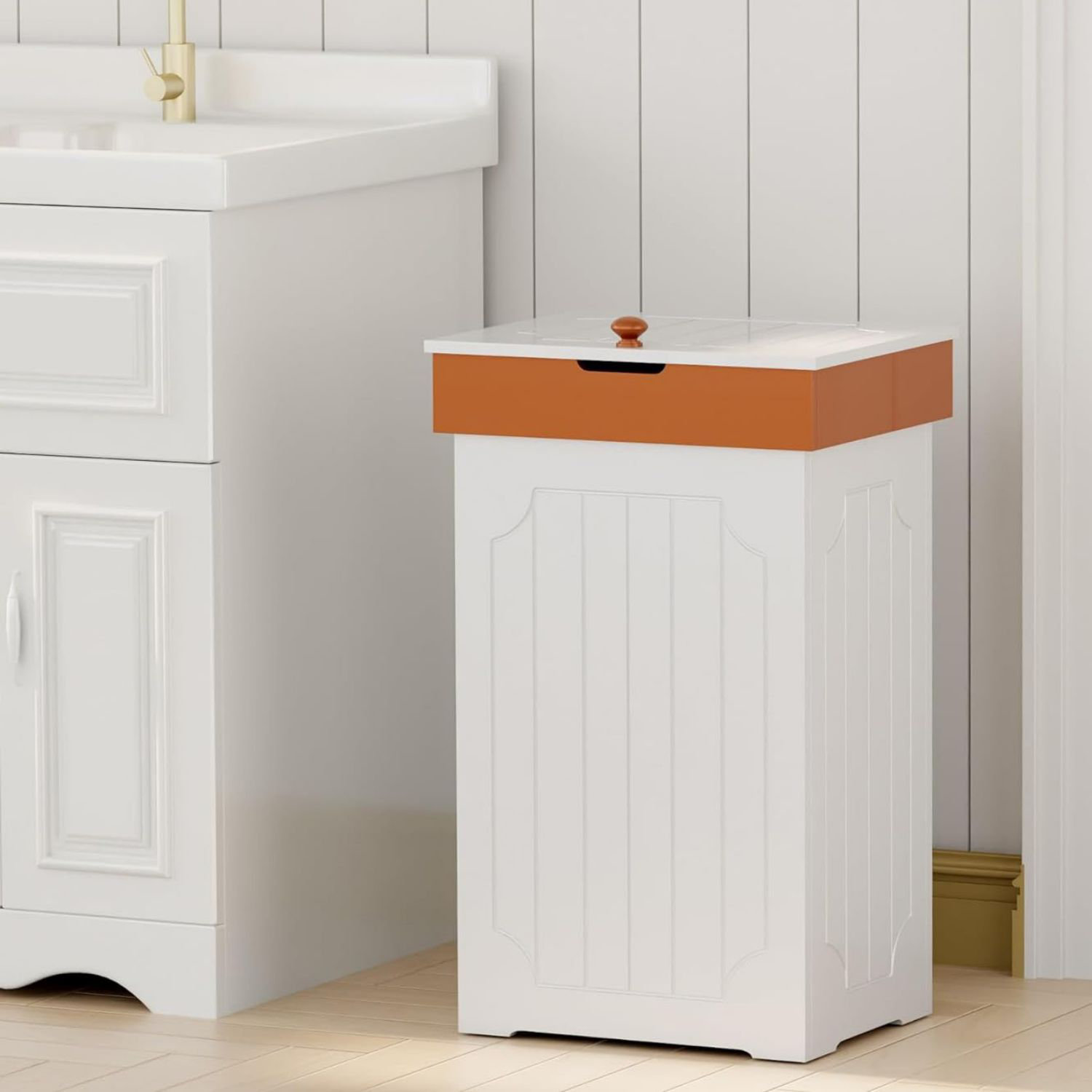 Ameriwood Color Manufactured Wood Manual Lift Trash Can ( 23 Gallons ) | Wayfair