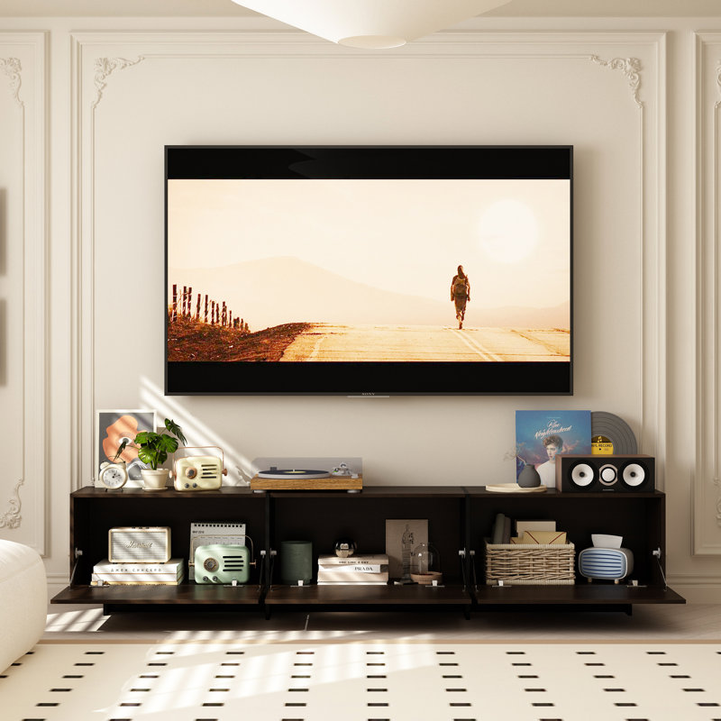 Ebern Designs Modern Minimalist TV Stand With Hidden Storage And Soft ...