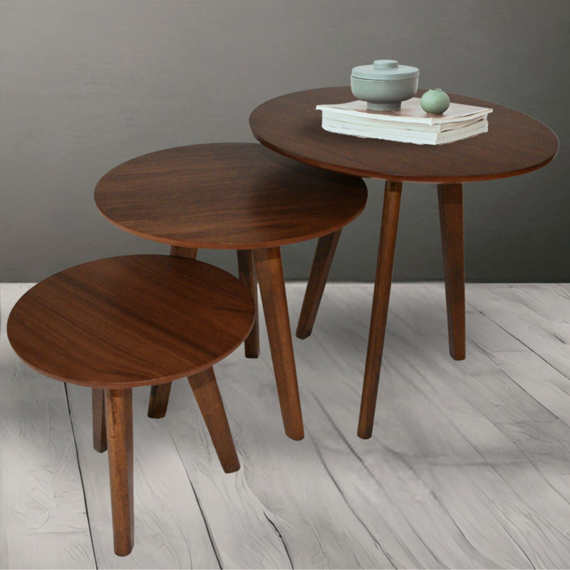 George Oliver Kalkidan 3 Round Wood Nesting Tables & Reviews | Wayfair