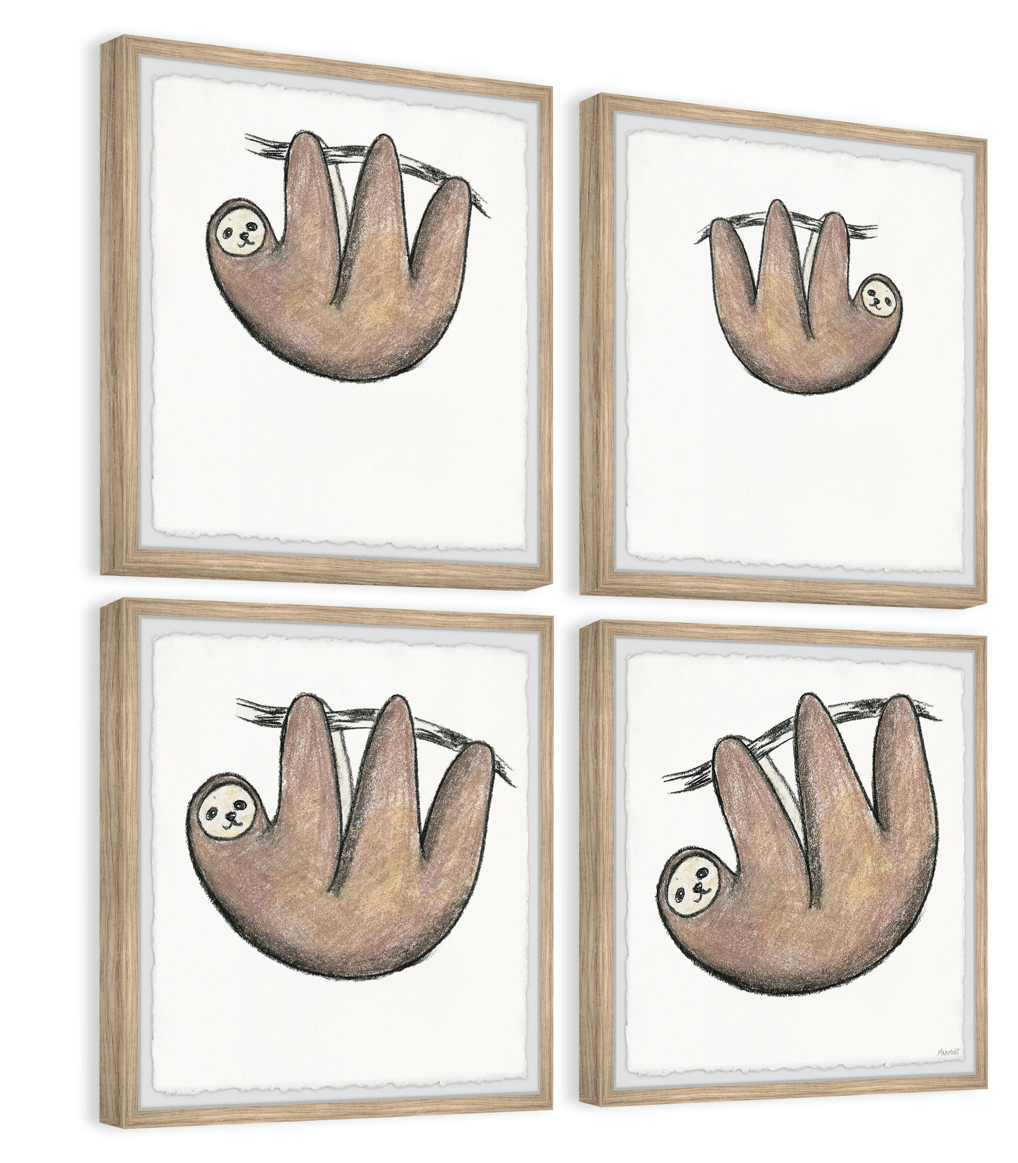 Isabelle & Max™ Cardenas Upside Down Sloth 4 Piece Framed Print Set ...