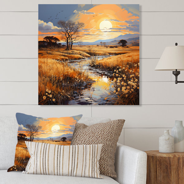 Winston Porter Yellow Blue Prairies Gold and Sky VI - Landscapes Metal ...