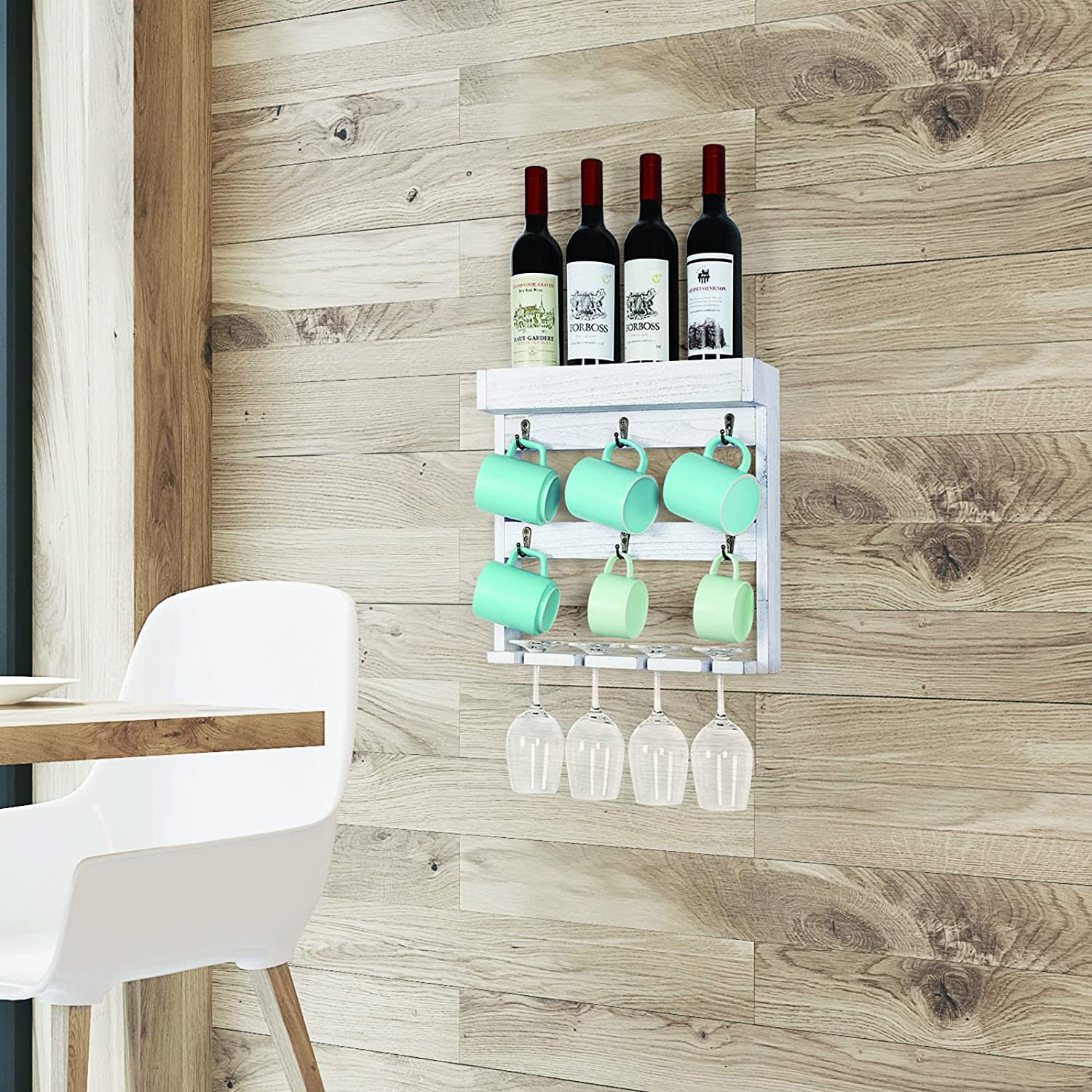 Gracie Oaks Sondria Solid Wood Wall Mounted Wine Glass Rack | Wayfair