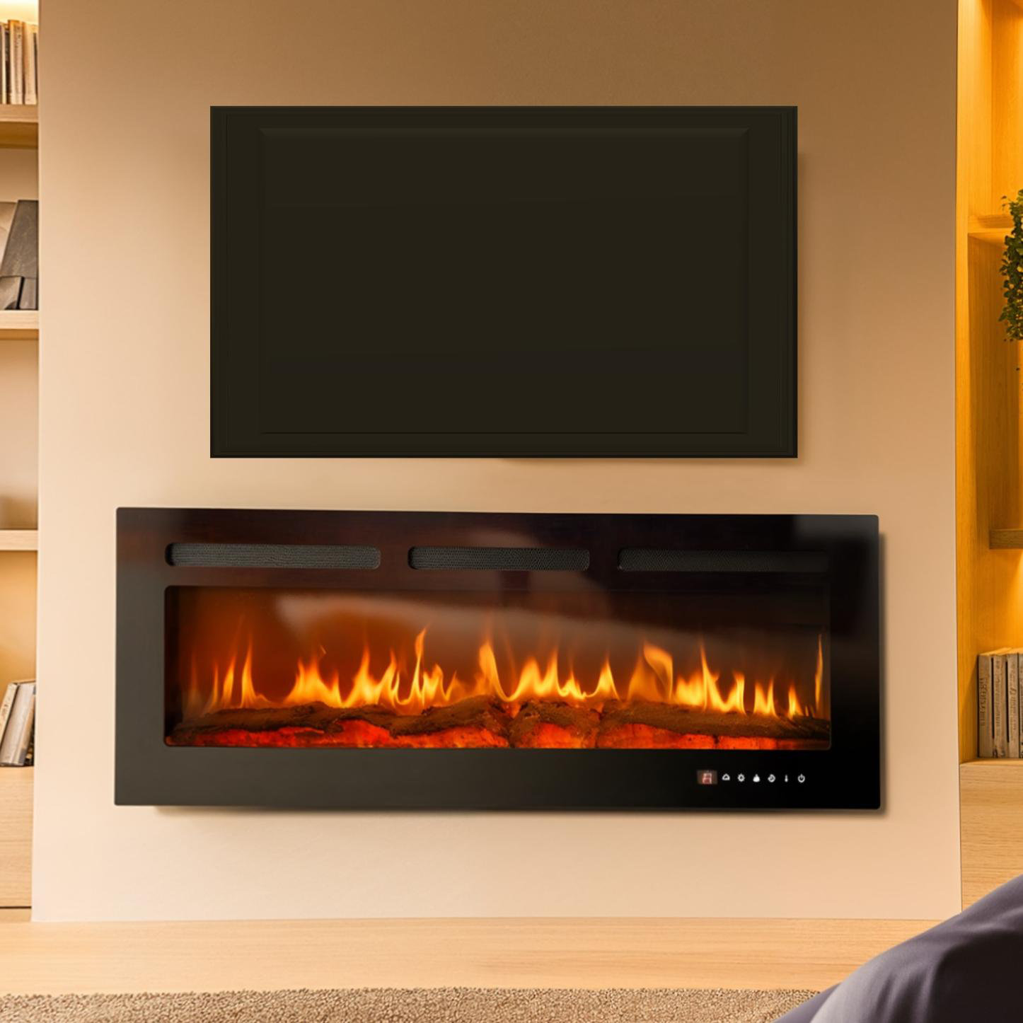 Rebrilliant Pahl Recessed & Wall Mounted Electric Fireplace with APP ...