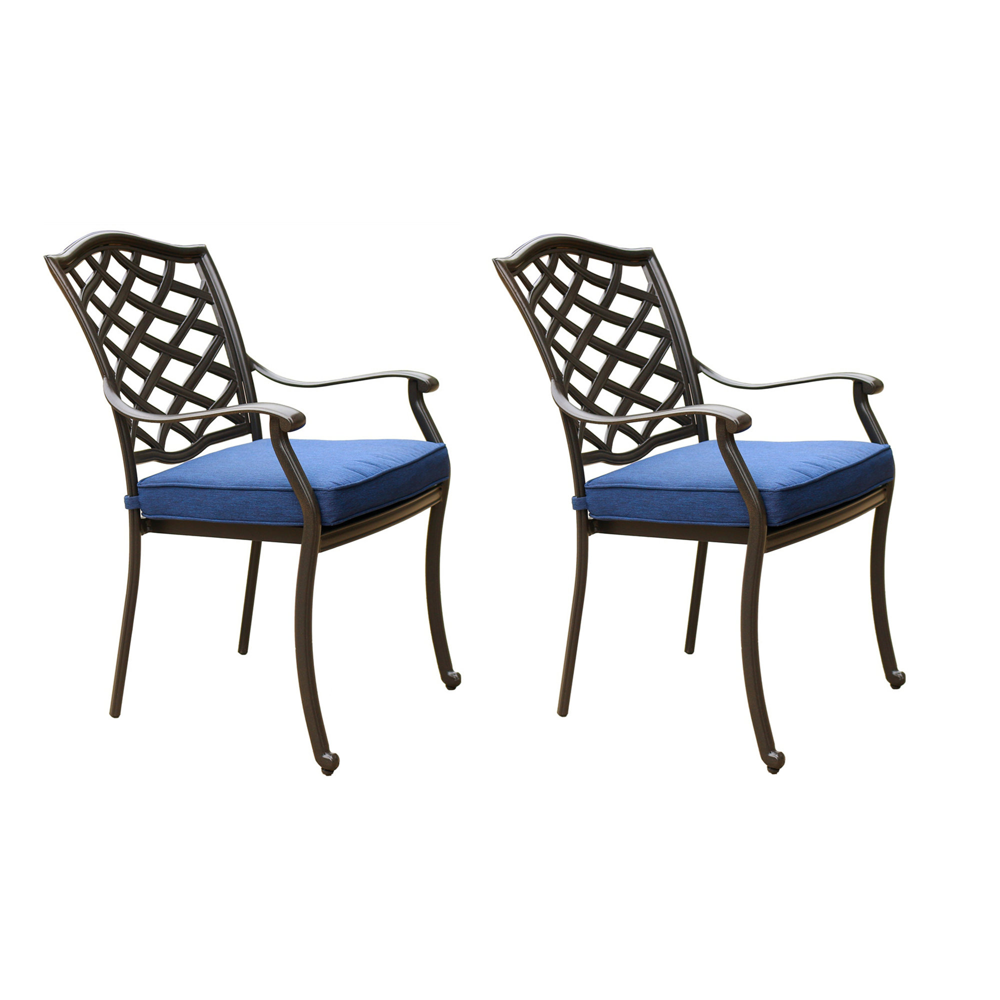 Red Barrel Studio Outdoor Patio Aluminum Dining Arm Chair With Cushion ...
