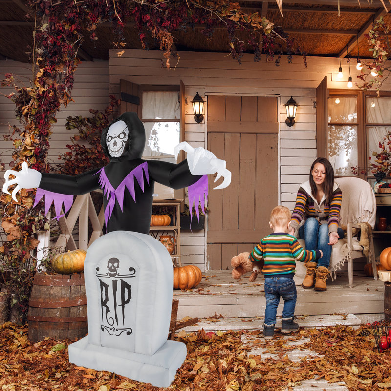 The Holiday Aisle® Denio Grave Scene with Grim Reaper & Reviews | Wayfair