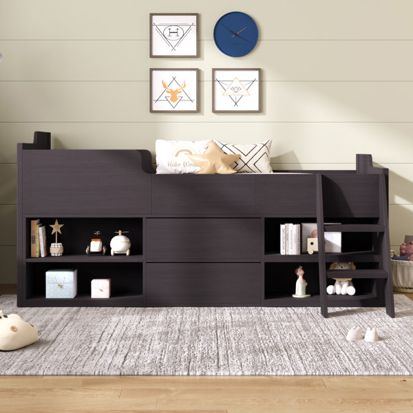 Brayden Studio Single Bed With 2 Drawers And Shelves | Wayfair.co.uk