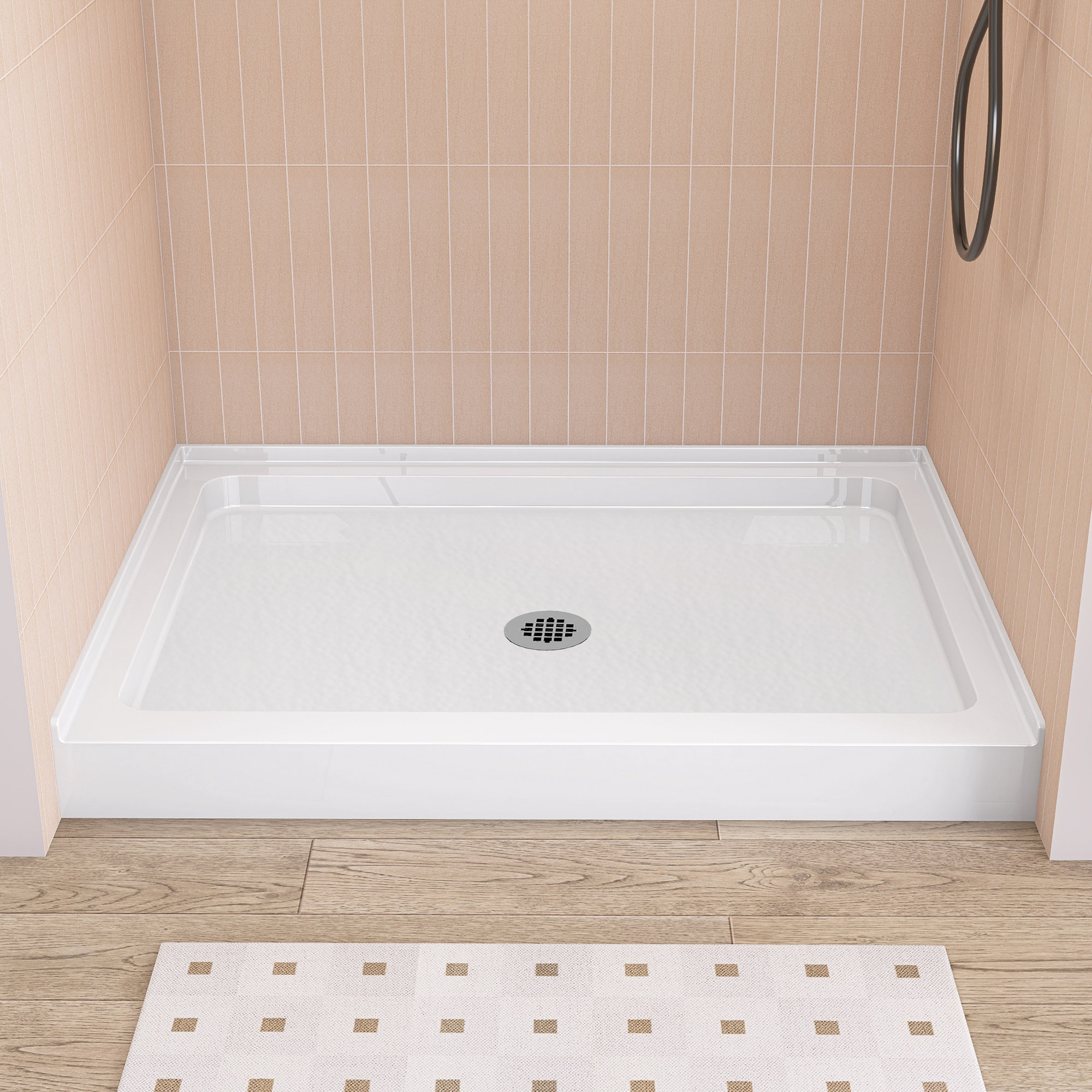 GETPRO Rectangular White Shower Pan 48'' W x 36'' D Alcove Single ...