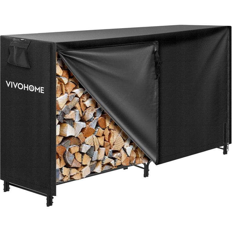 VIVOHOME 6ft Indoor Outdoor Firewood Storage Log Rack with Cover ...