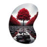 Design Art Red And Grey Forest Serenity - Forest Boom Shape Metal Wall ...