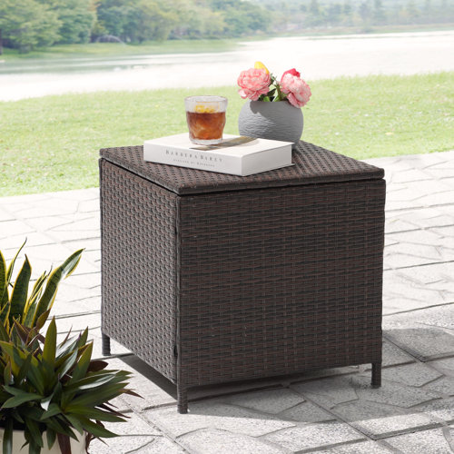 Ebern Designs Caimin Square Wicker/Rattan Outdoor Side Table & Reviews ...