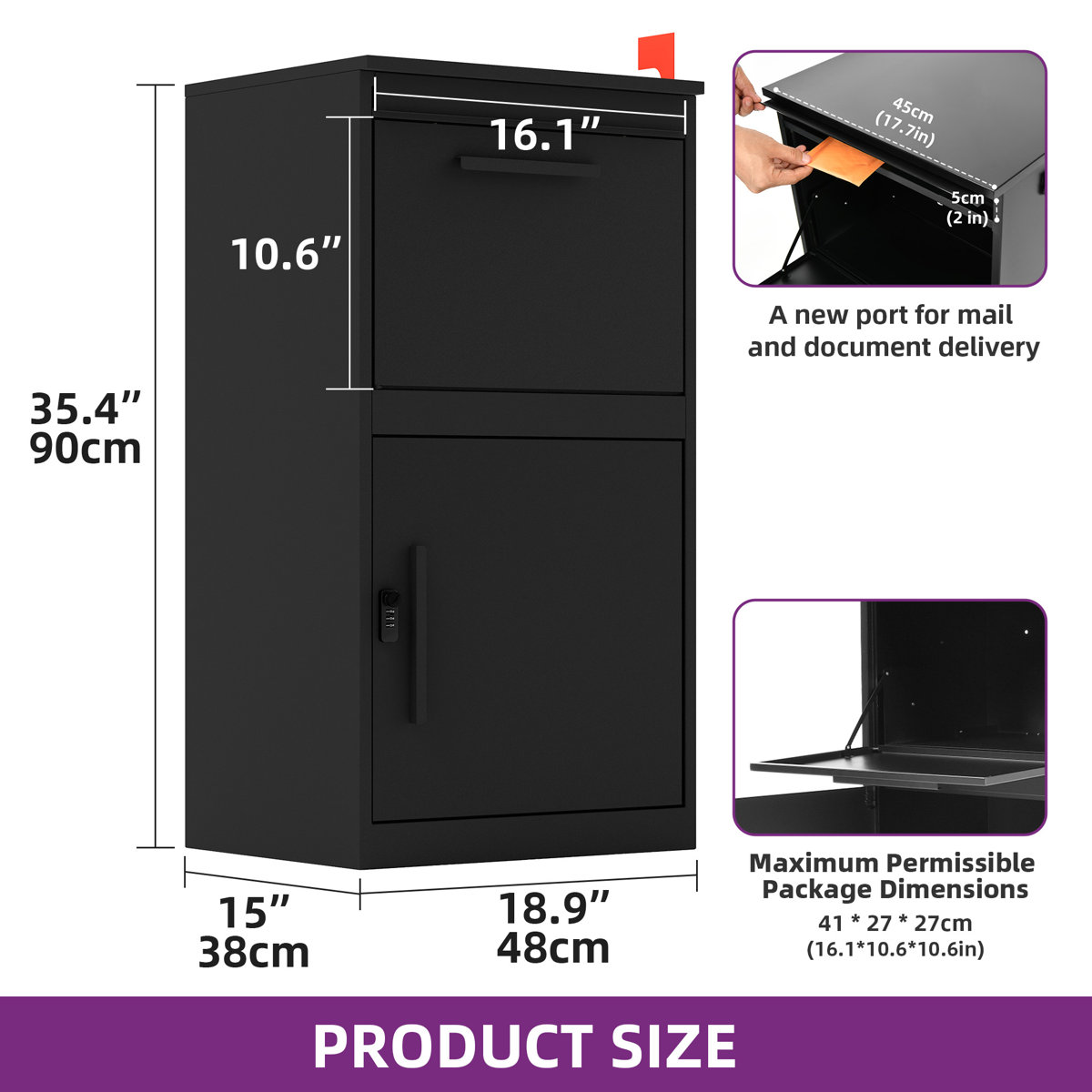 Balconera Lockable Package Delivery Boxes, Large Galvanized Steel ...
