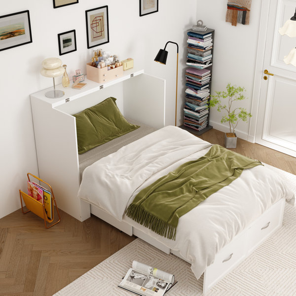 Latitude Run® Fold Out Murphy Bed With Power Outlets & Reviews ...