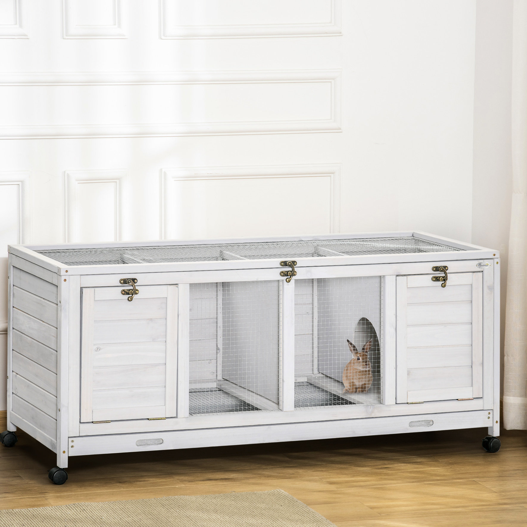 Hokku Designs Small Animal Cage With Wheels And Openable Roof, Gray ...