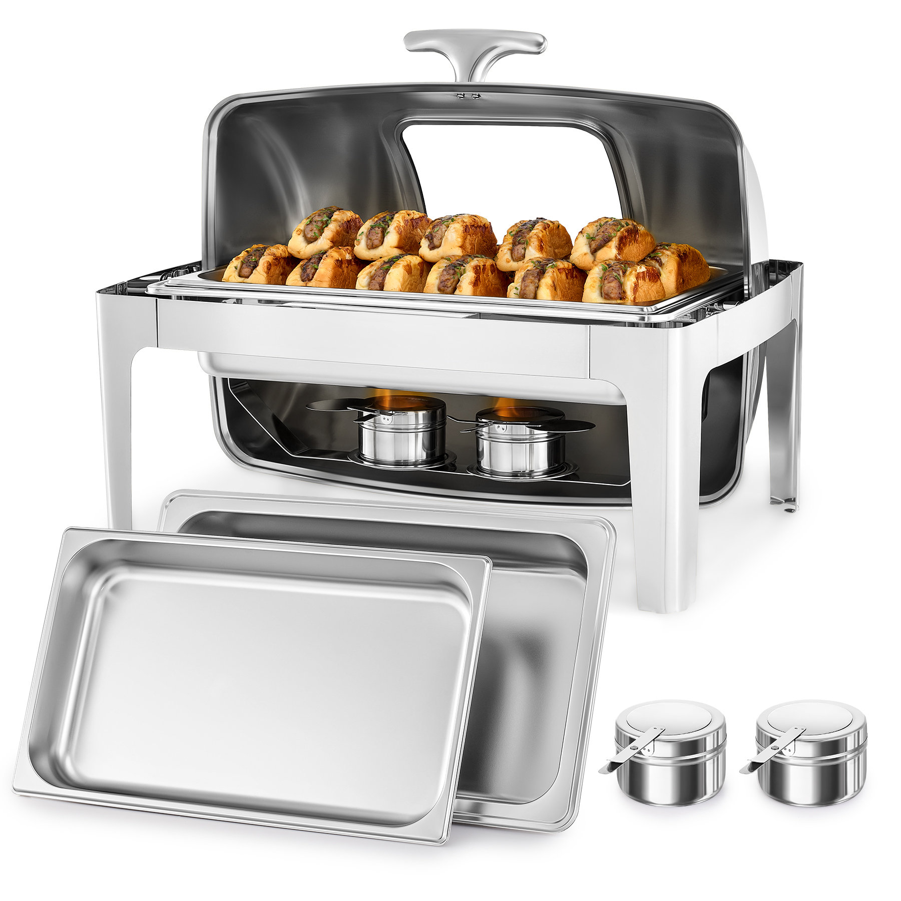 The Party Aisle™ 8.4 qt Rectangle Roll Top Chafing Dish Buffet Set ...