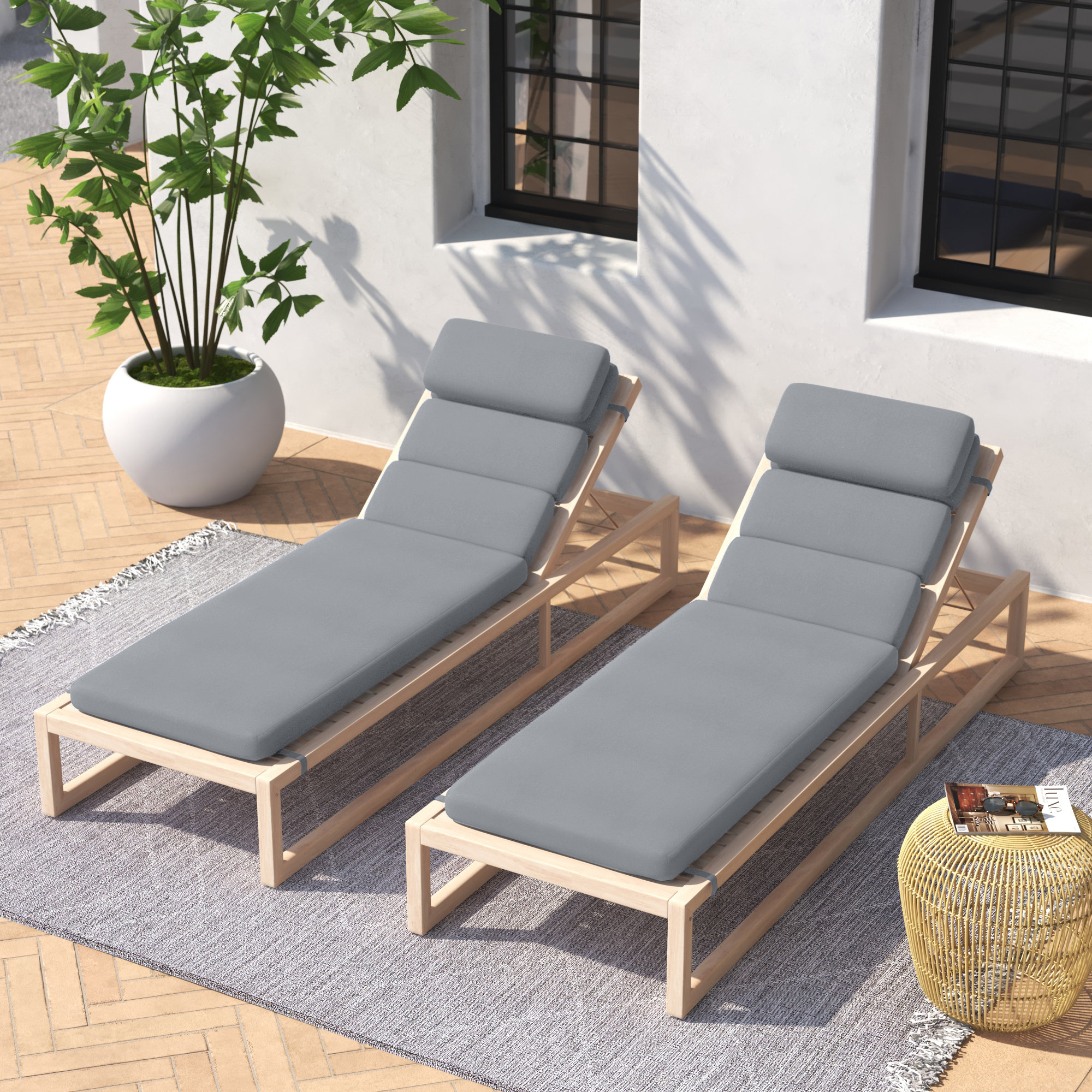 Hokku Designs Sehrish 83" Long Reclining Single Chaise With Sunbrella ...