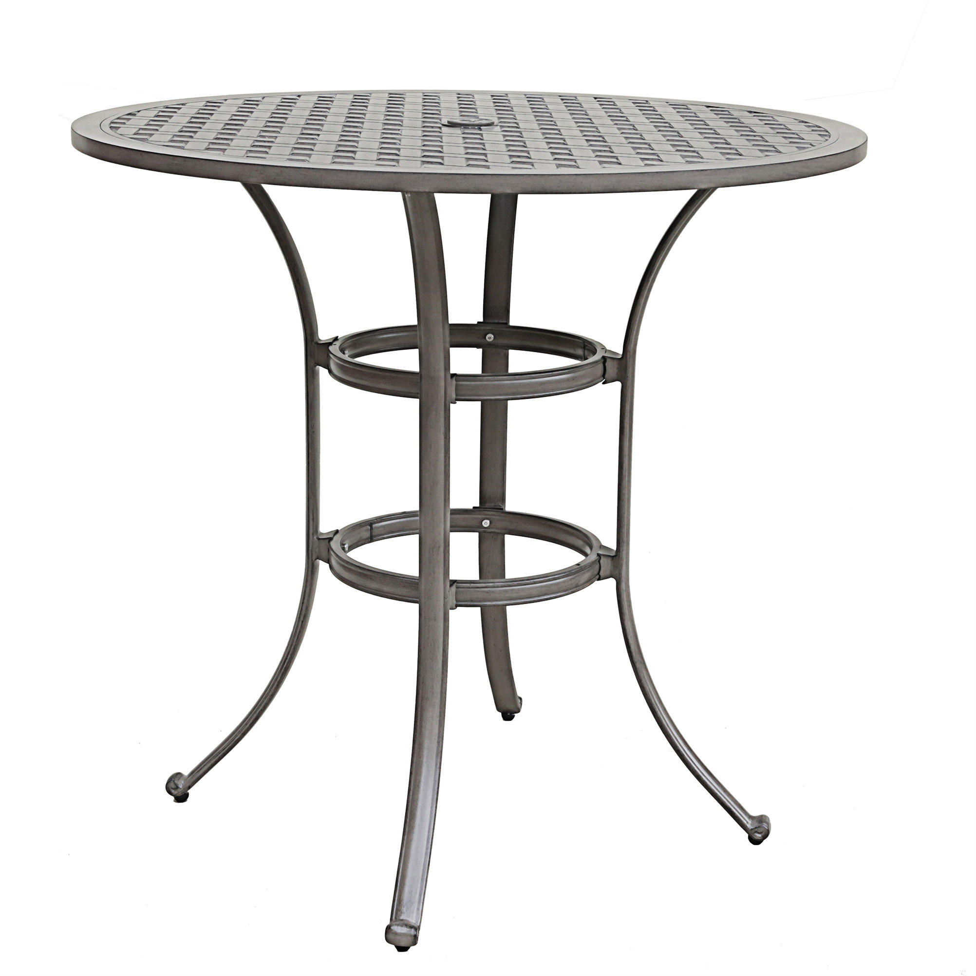 Benjara Mace Outdoor Patio Bar Table, 42 Inch Round Lattice Top ...