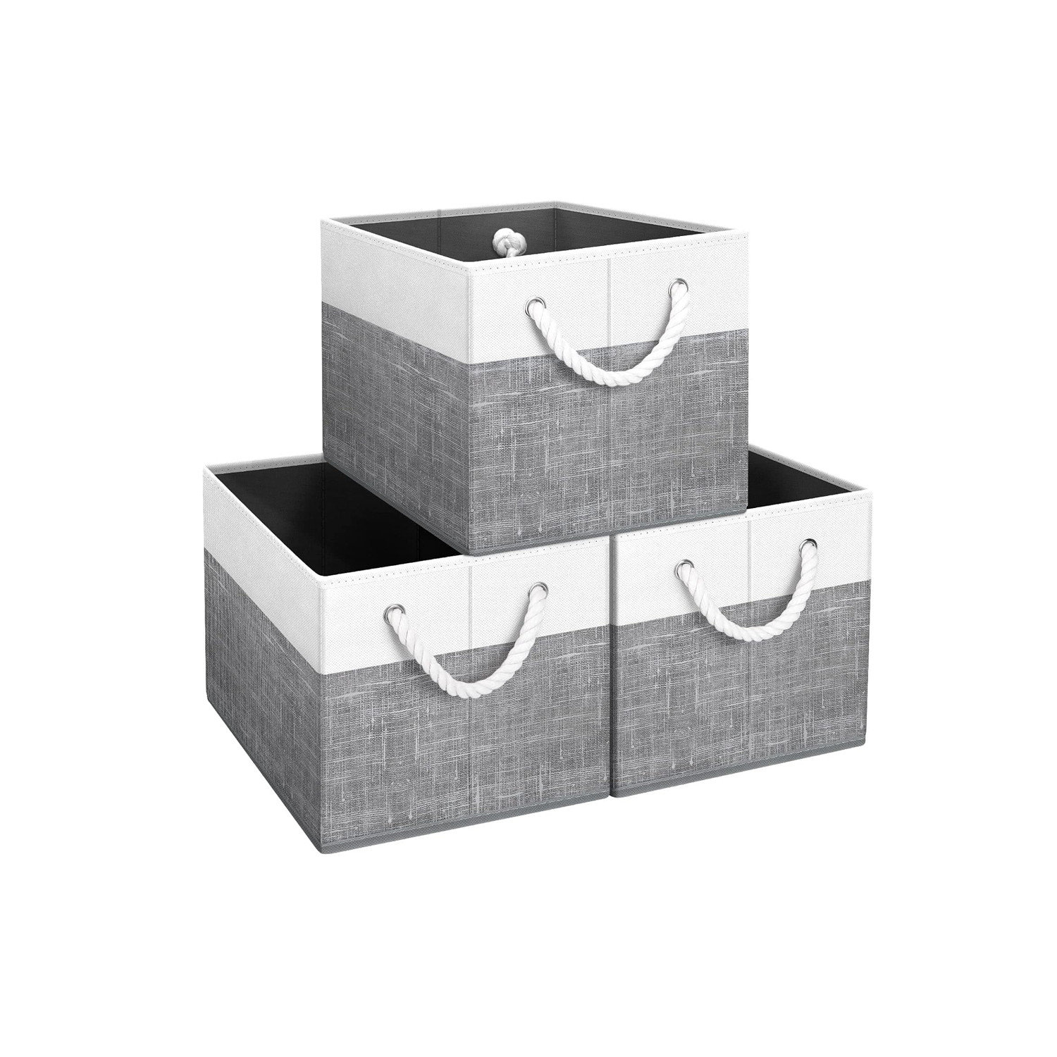 Rebrilliant 3-Pack Foldable Storage Bins With Rope Handles,White And ...