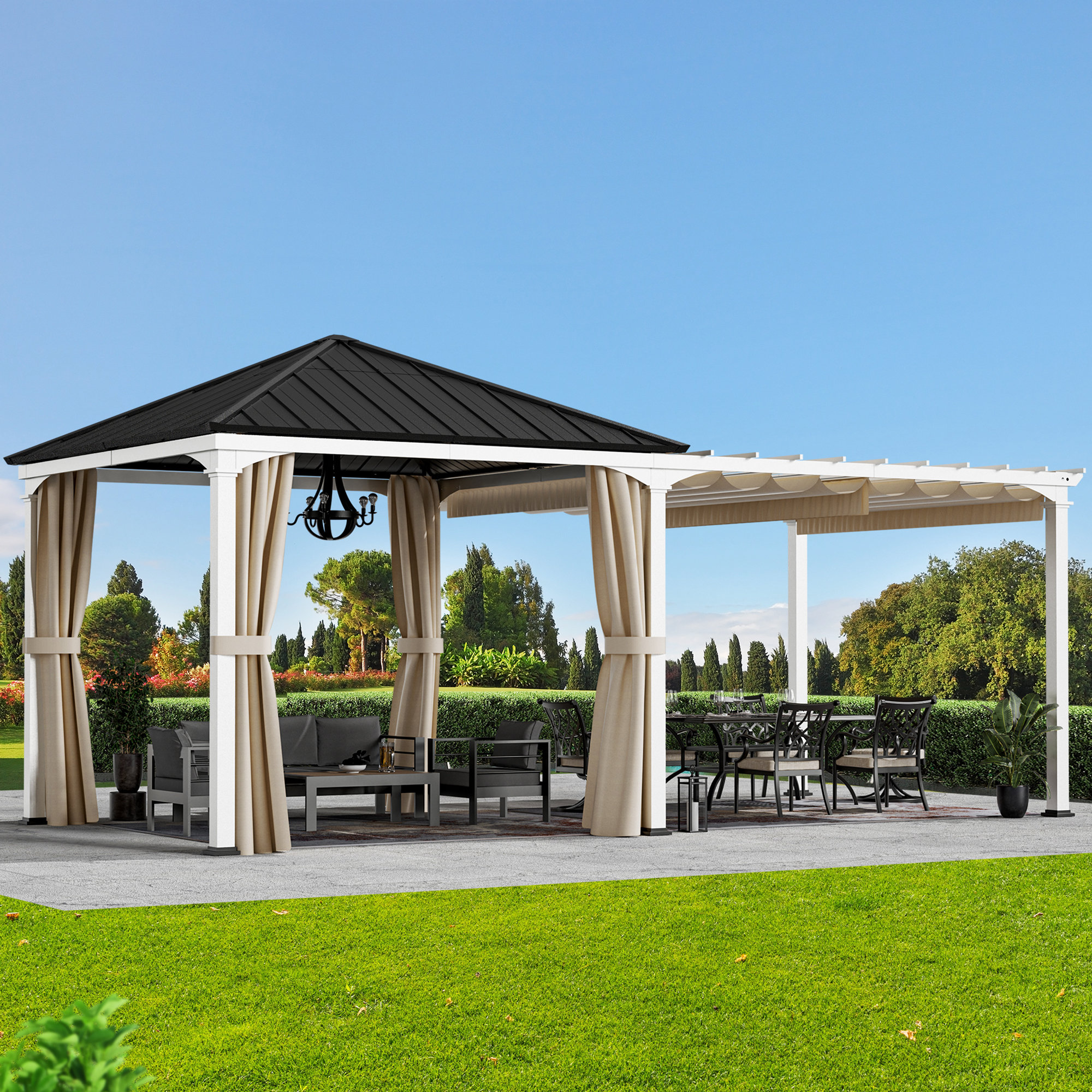 Quick Smith Sunrise Coast 10'X20' Hard Top Patio Gazebo With Mesh ...