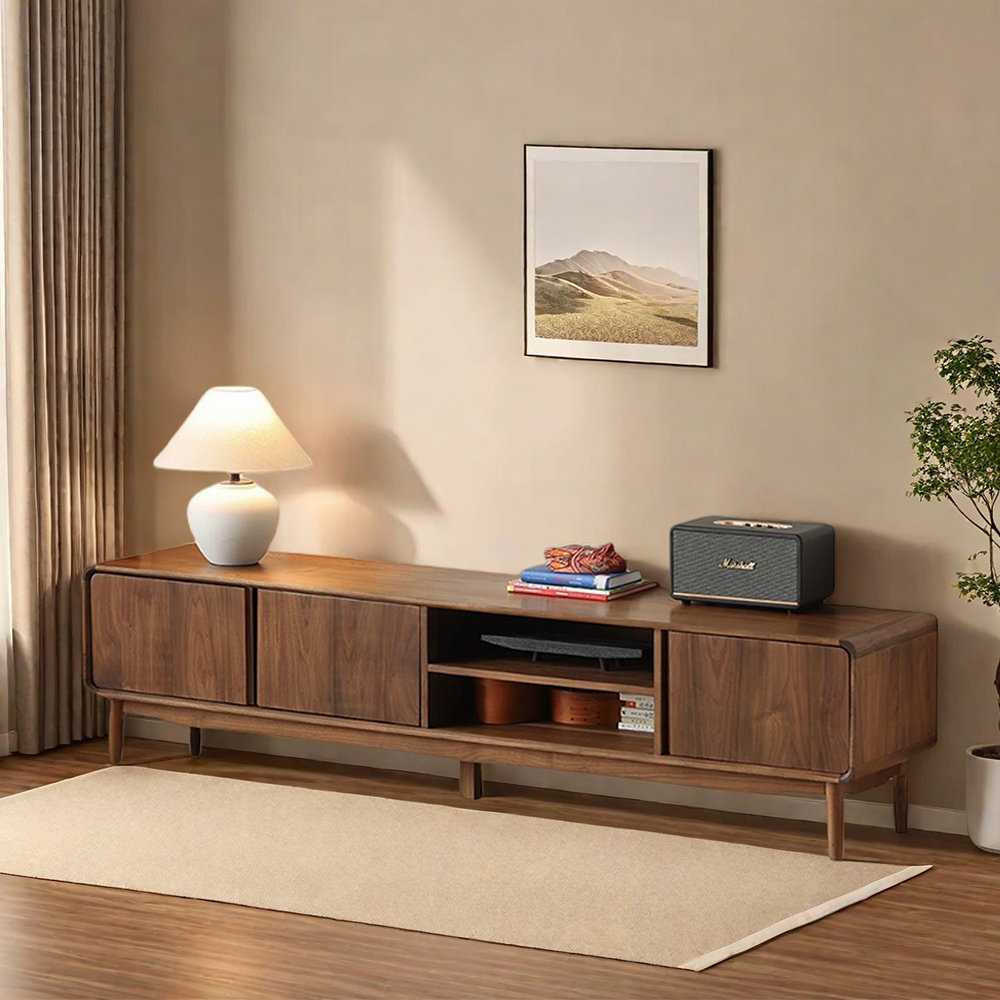 Corrigan Studio® Walnut wood modern and simple TV cabinet | Wayfair
