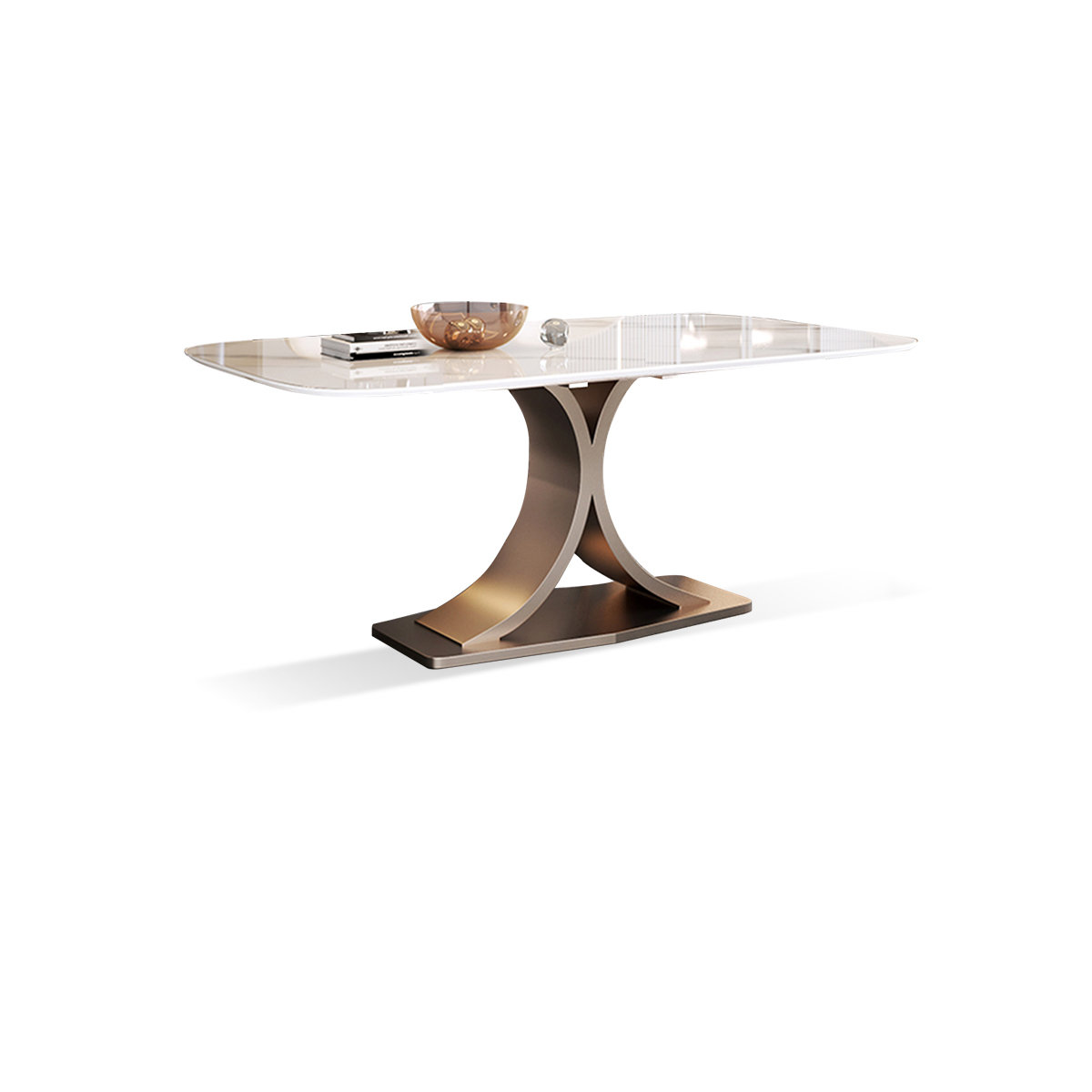Orren Ellis White&Gold Rectangular Sintered Stone tabletop Butterfly ...