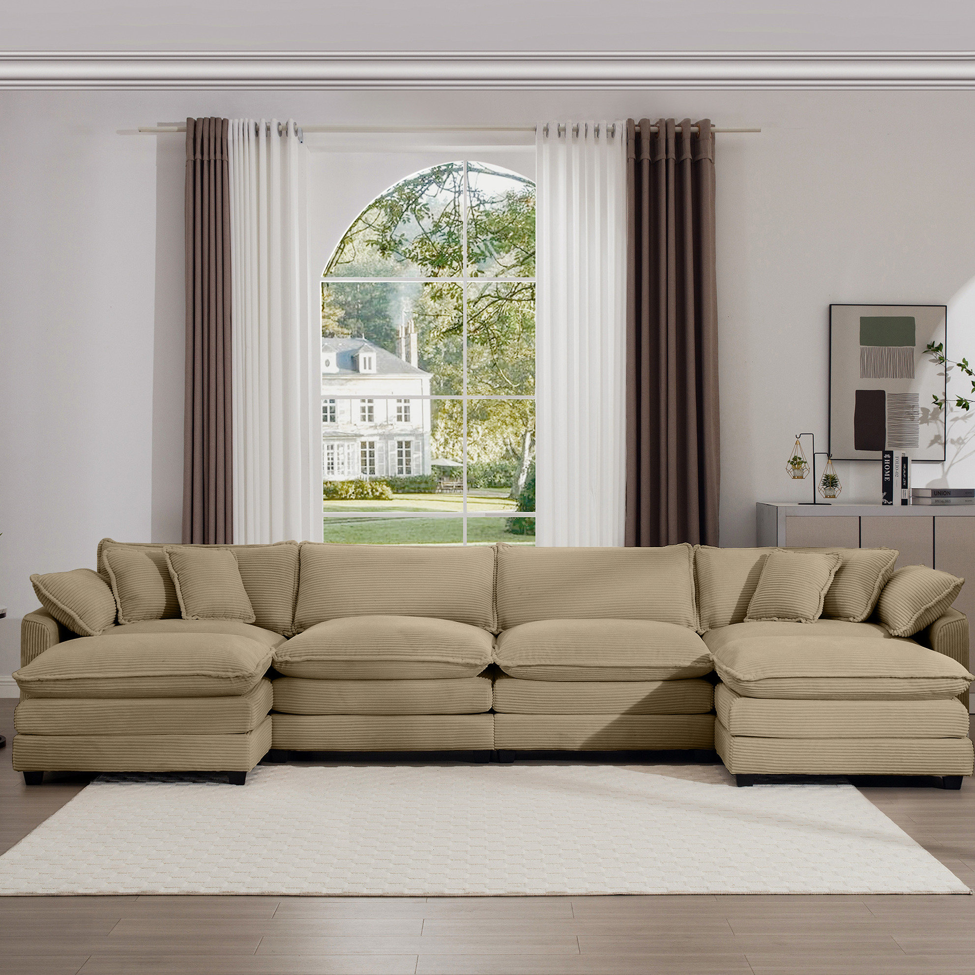 Hokku Designs Corduroy 4 : Includes 3 & Cozy Pillows Modern Tan : 4 ...