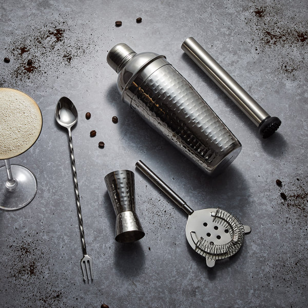 VonShef 5Pc Hammered Stainless Steel Manhattan Cocktail Set | Wayfair.co.uk