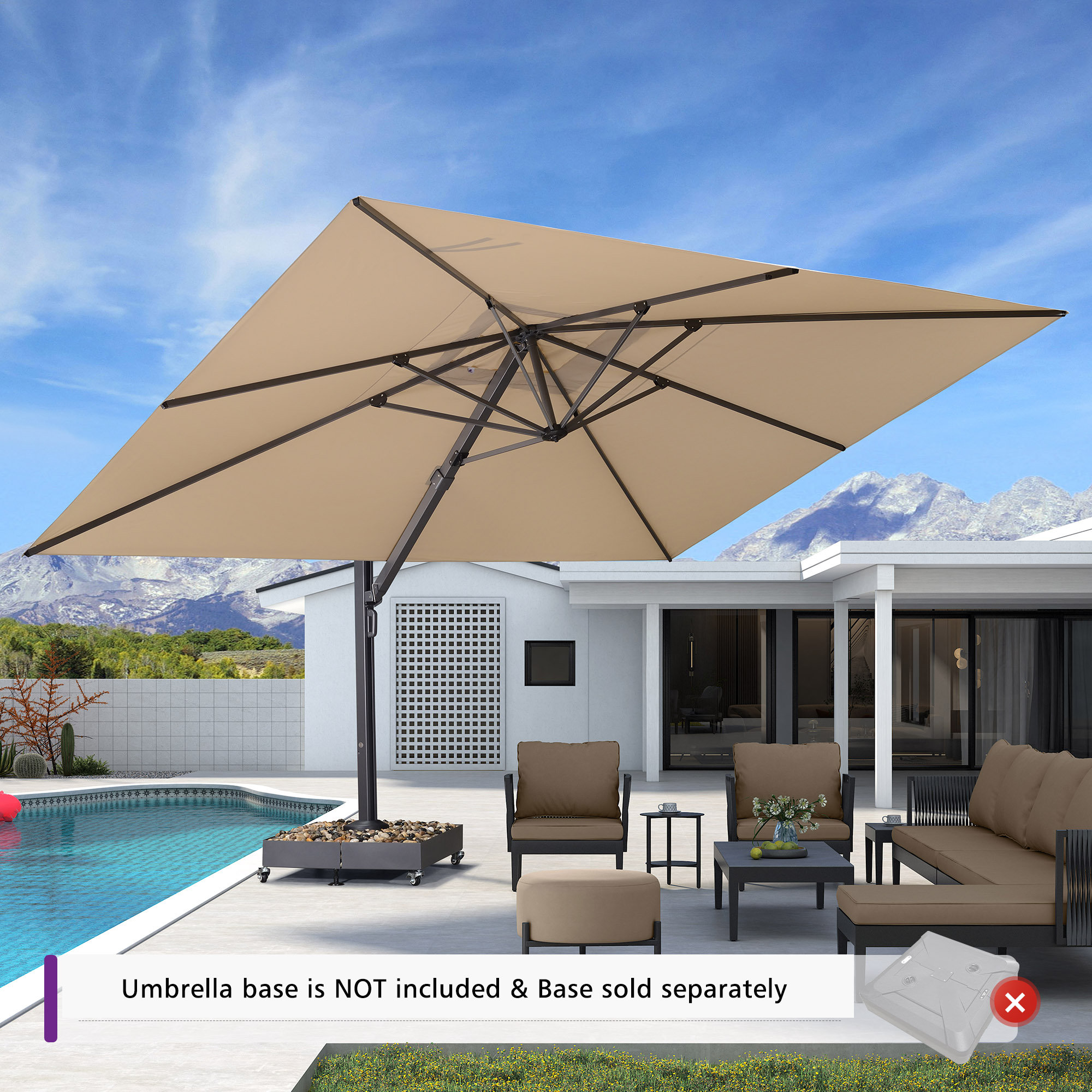 Arlmont & Co. Jordin 11' x 15' Rectangular Cantilever Umbrella，Without ...