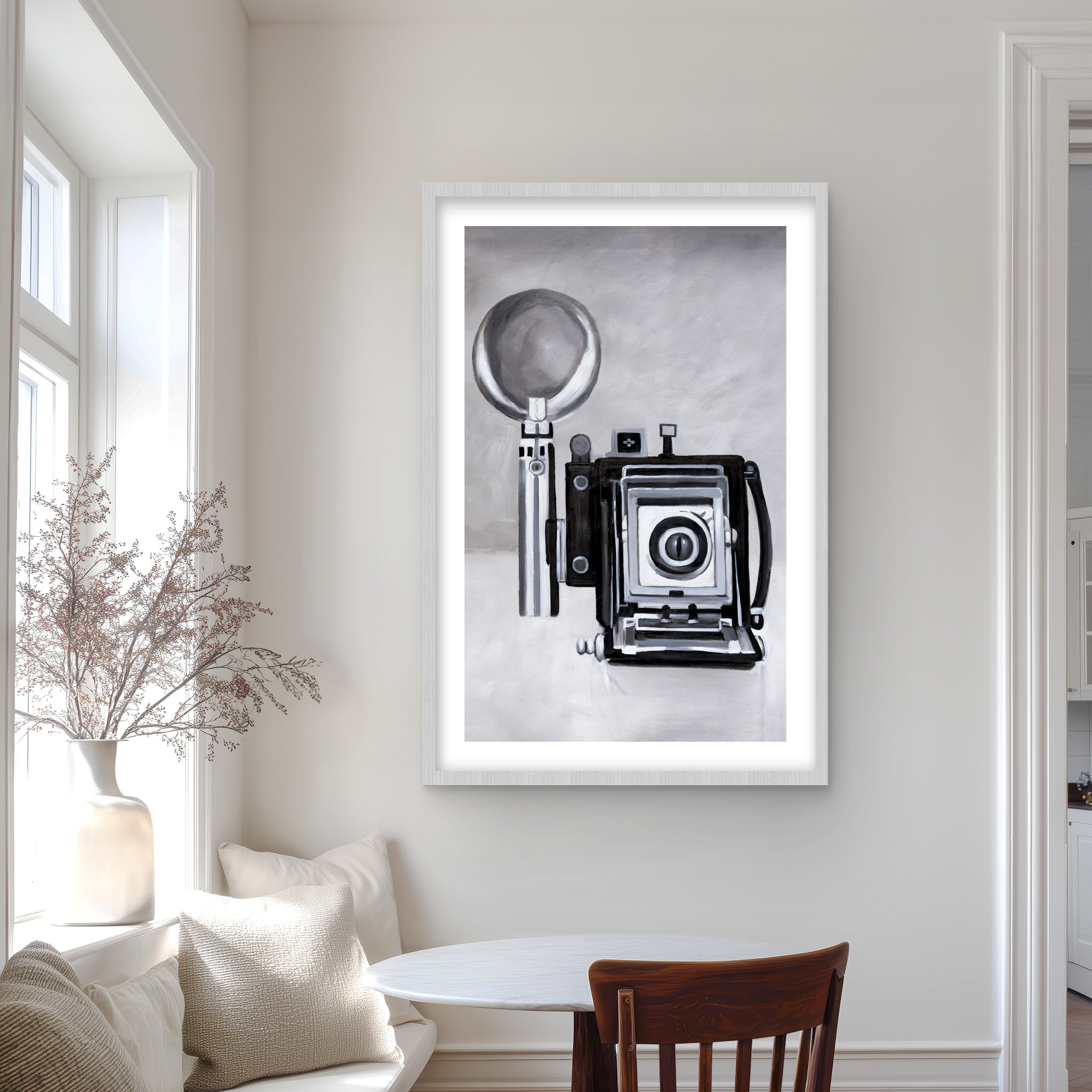 Lark Manor™ Antique Camera - Gray Man Cave Framed Matted Print Decor ...