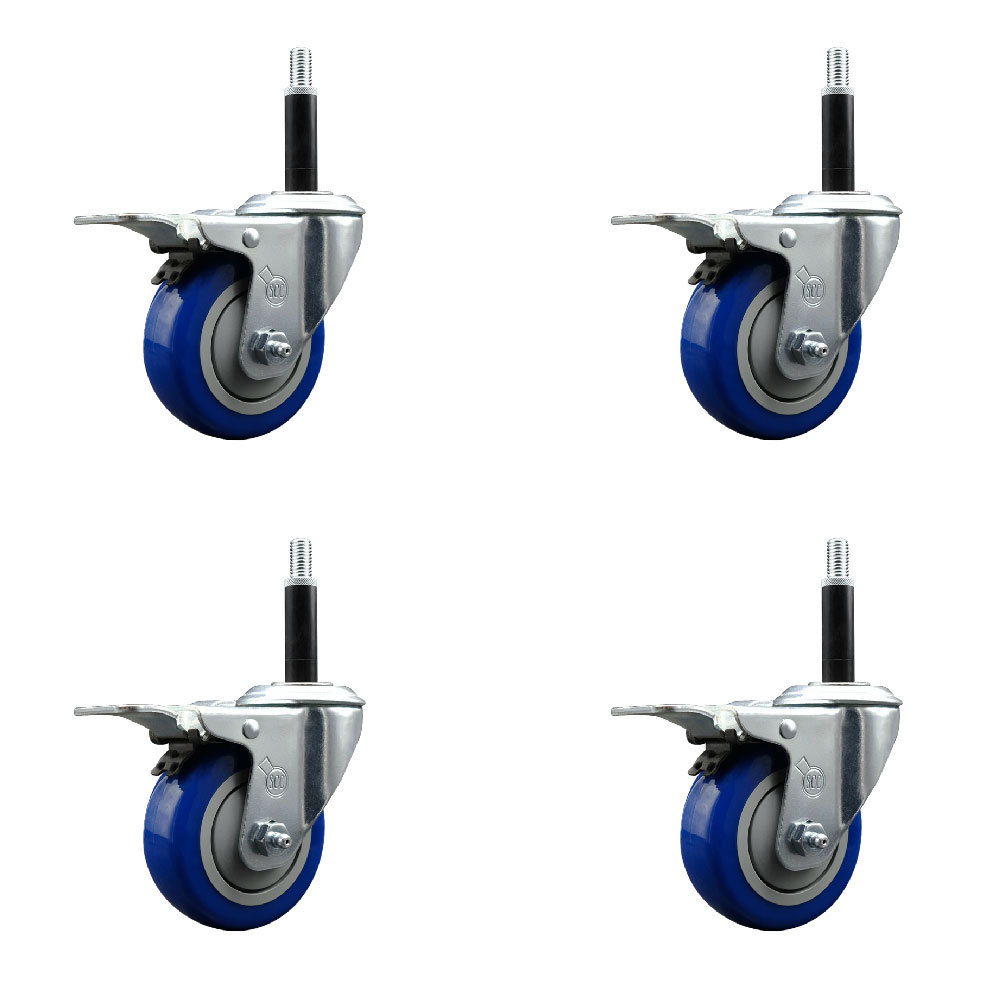 Service Caster Poly Swivel 3/4 Inch Expanding Stem Caster Set Total ...
