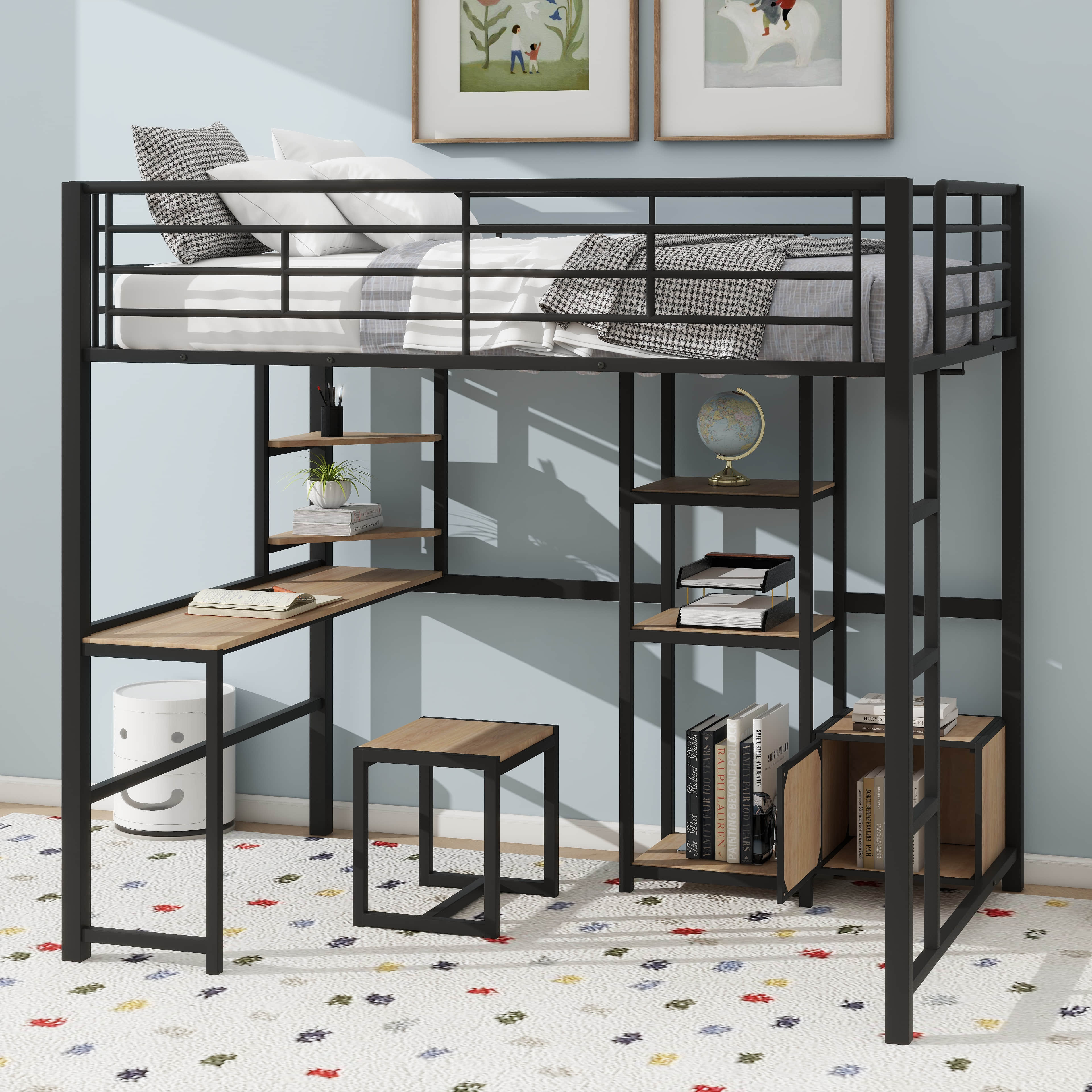 Mason & Marbles A Full-Sized Metal Loft Bed That Boasts An Open ...