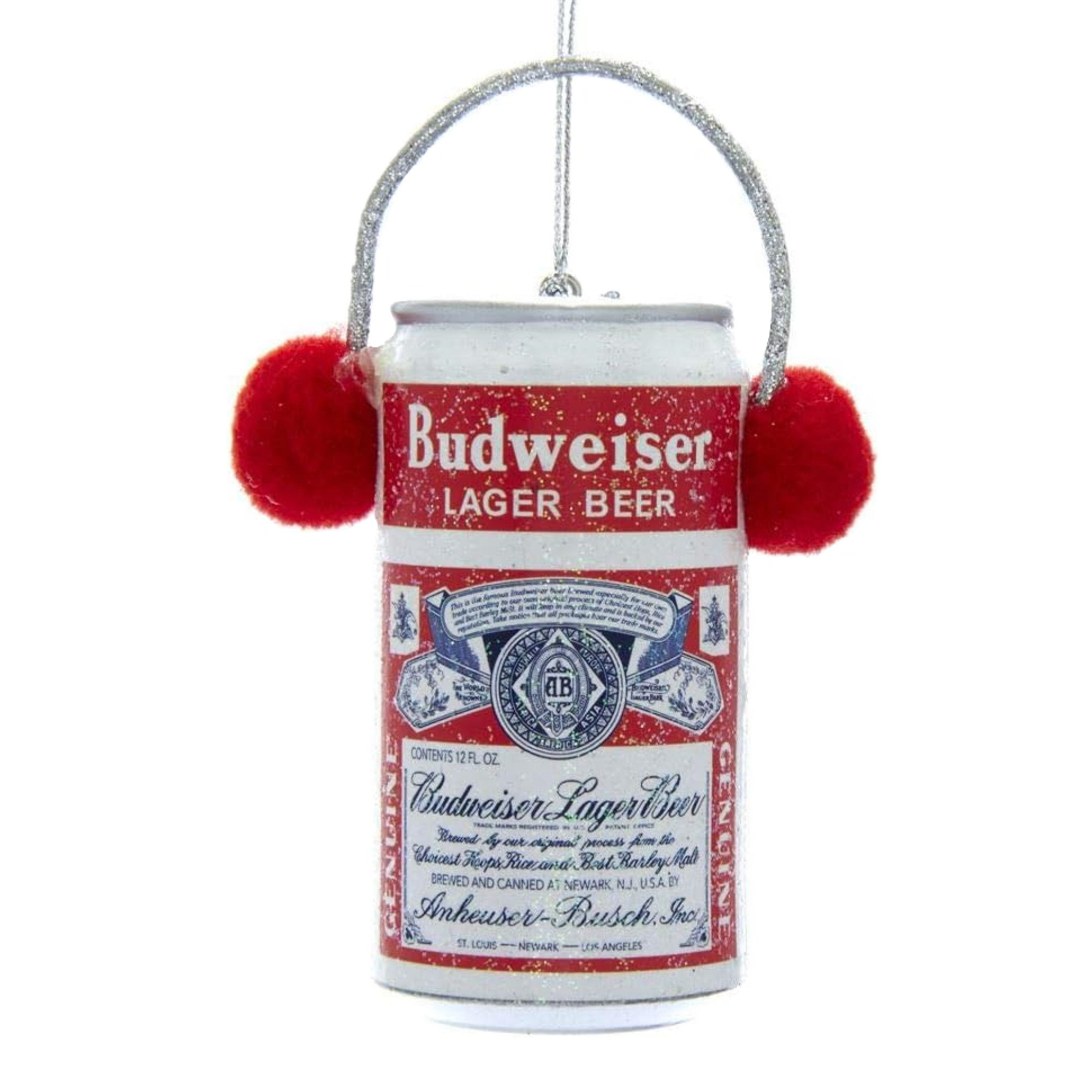 Kurt Adler Plastic Ornament for Christmas Tree, Budweiser Can with Ear ...