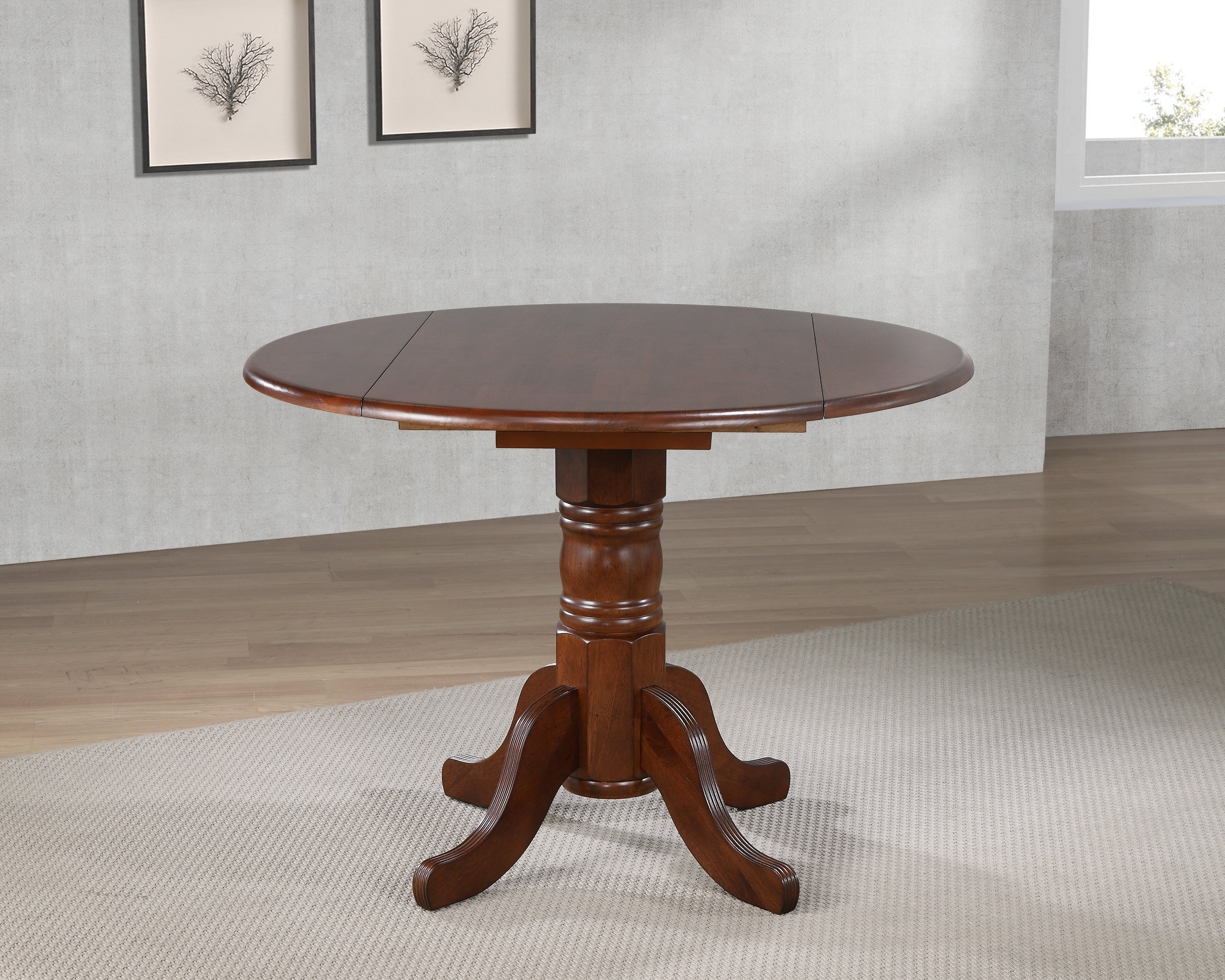 One Allium Way® Azizi Drop Leaf Rubberwood Solid Wood Pedestal Dining ...