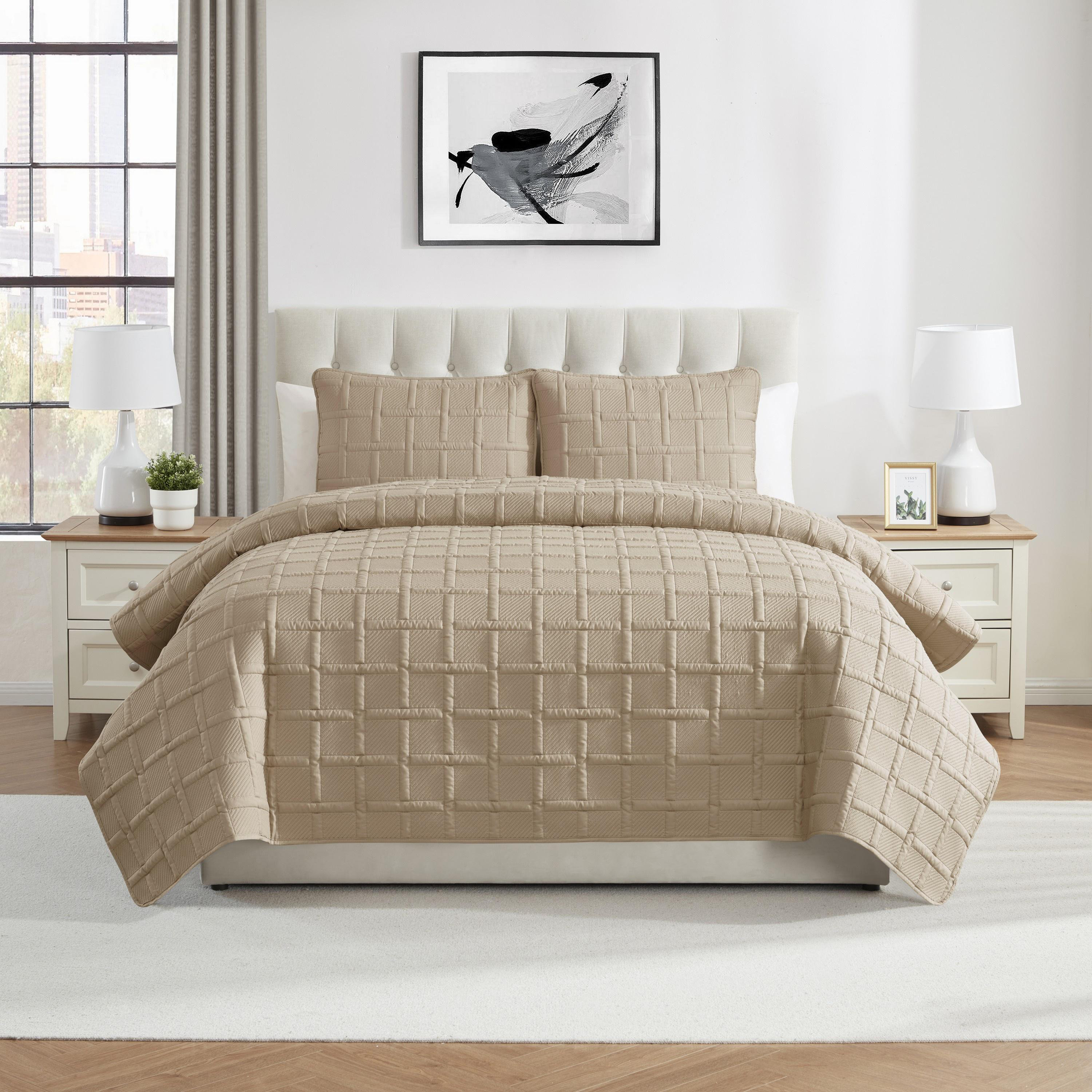 VCNY Square 3-Piece Solid Pinsonic Textured Quilt Set & Reviews | Wayfair