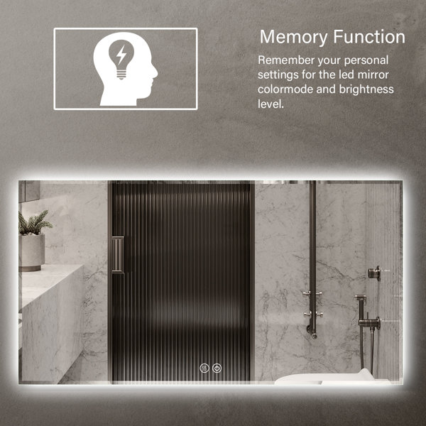 Ivy Bronx Kewania Rectangular LED Backlit Bathroom Wall Mirror | Wayfair