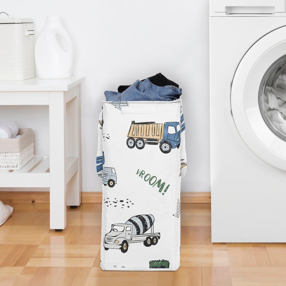 Sweet Jojo Designs Construction Truck Green and Blue Foldable Laundry ...