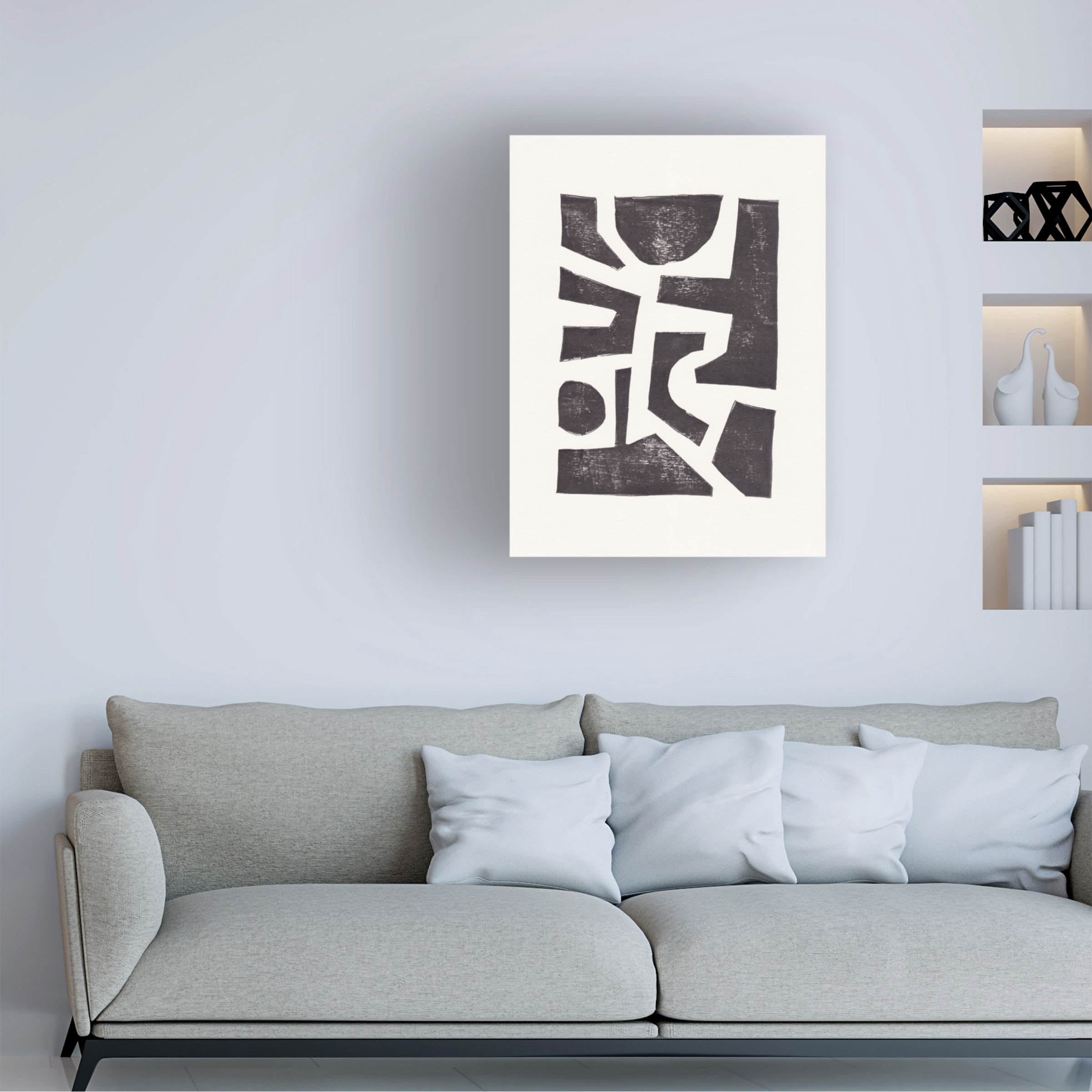 Trademark Fine Art Modern & Contemporary Linocut Abstract 5 On Canvas ...