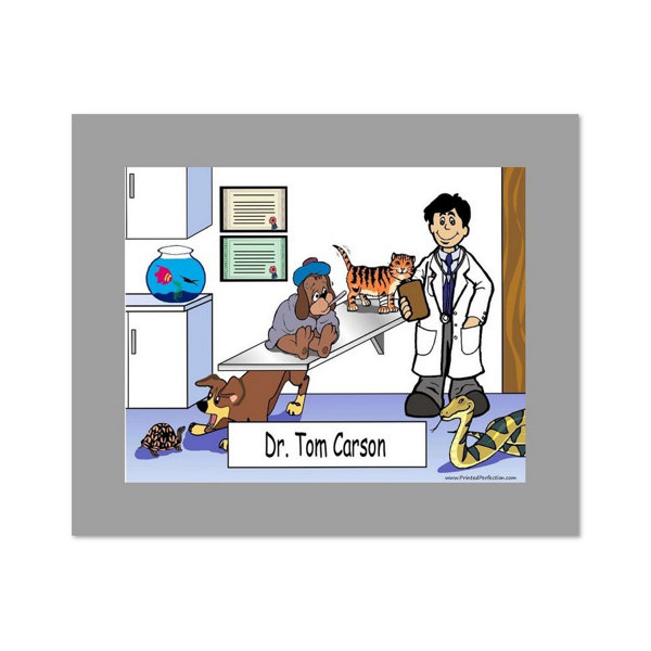 Printed Perfection Personalized Veterinarian - Male Caricature with a ...