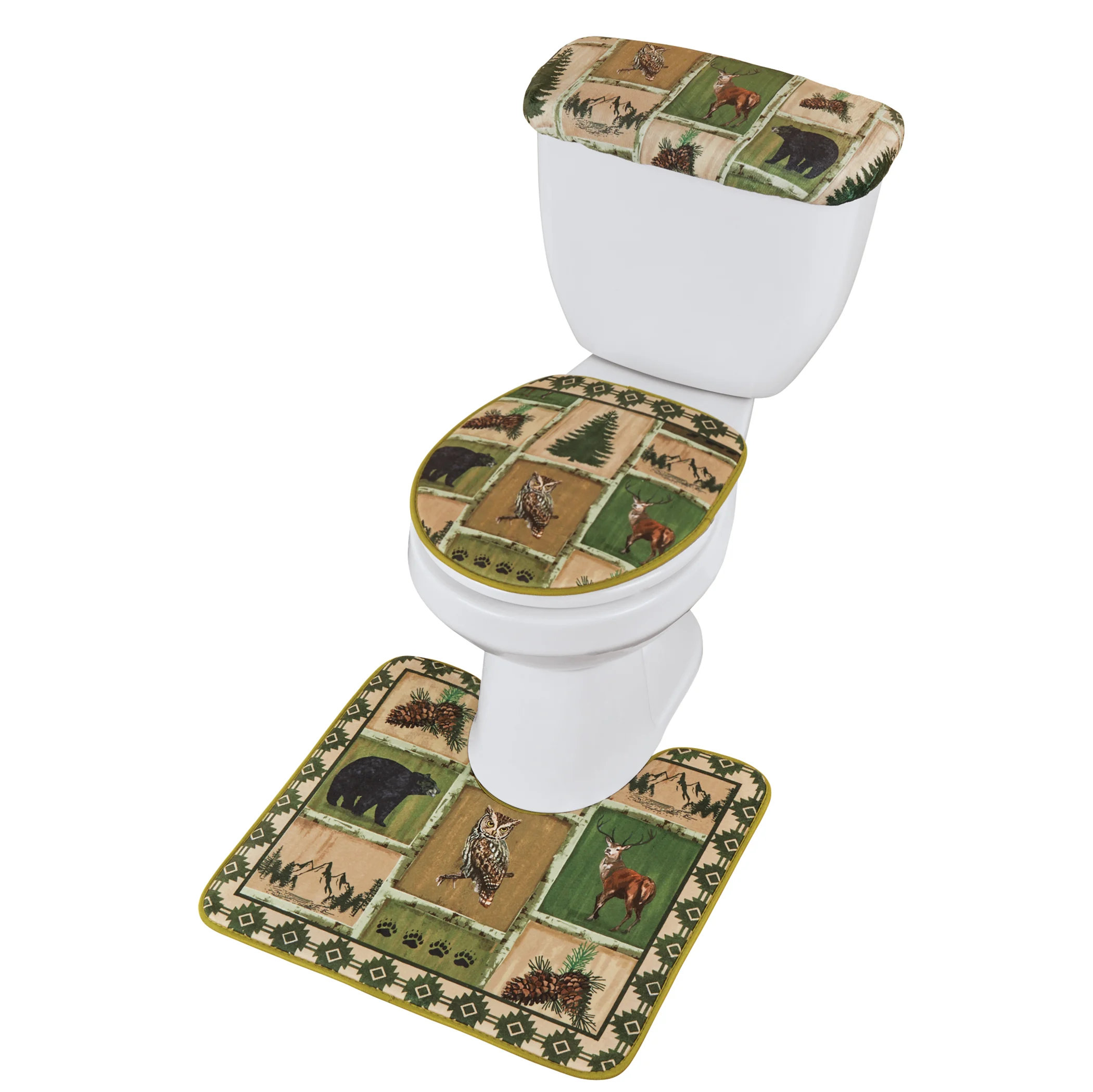 East Urban Home Northwoods Patchwork Aztec Border 3-Piece Commode Set ...