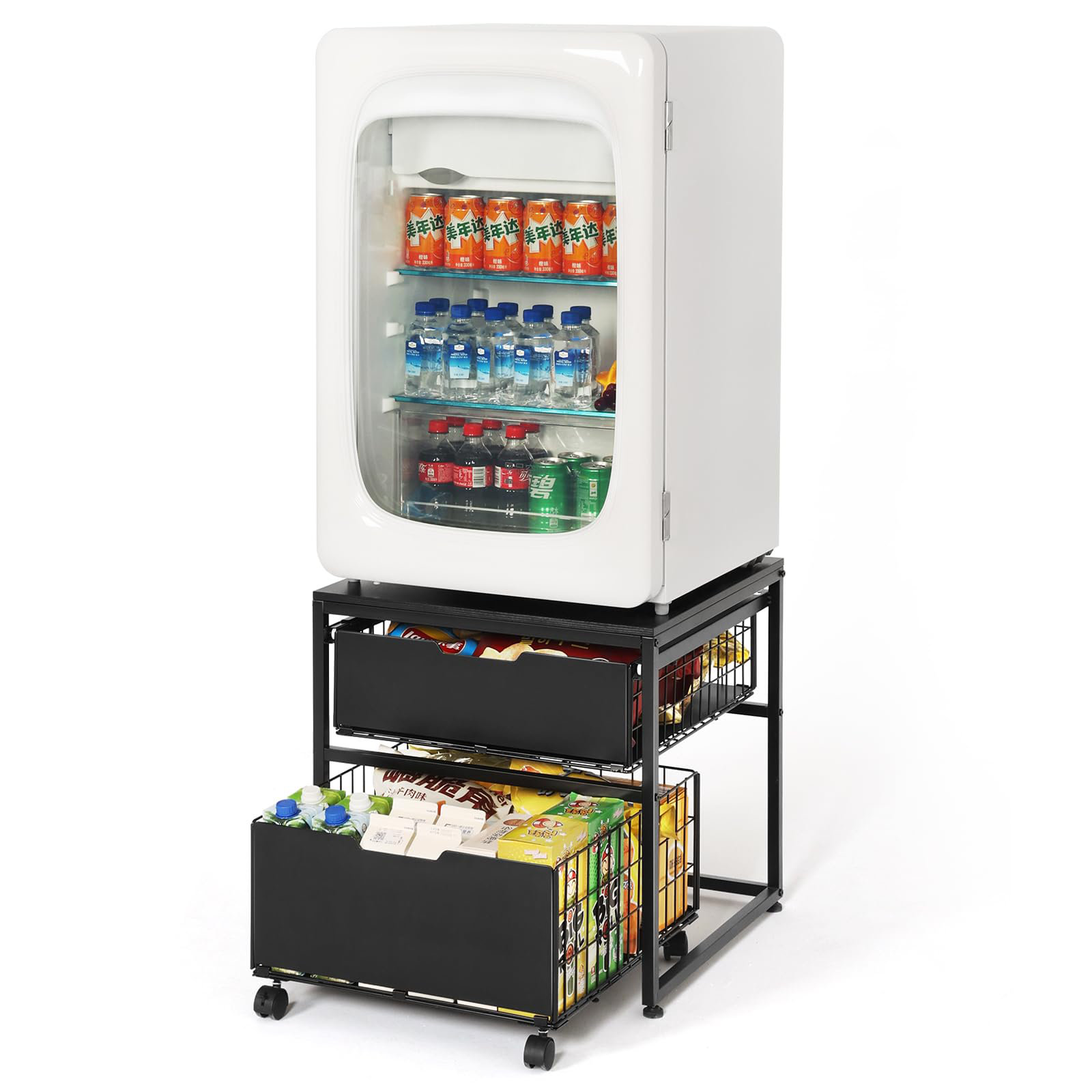 Hokku Designs Mini Fridge Stand With Storage Drawer, Heavy Duty Mini ...
