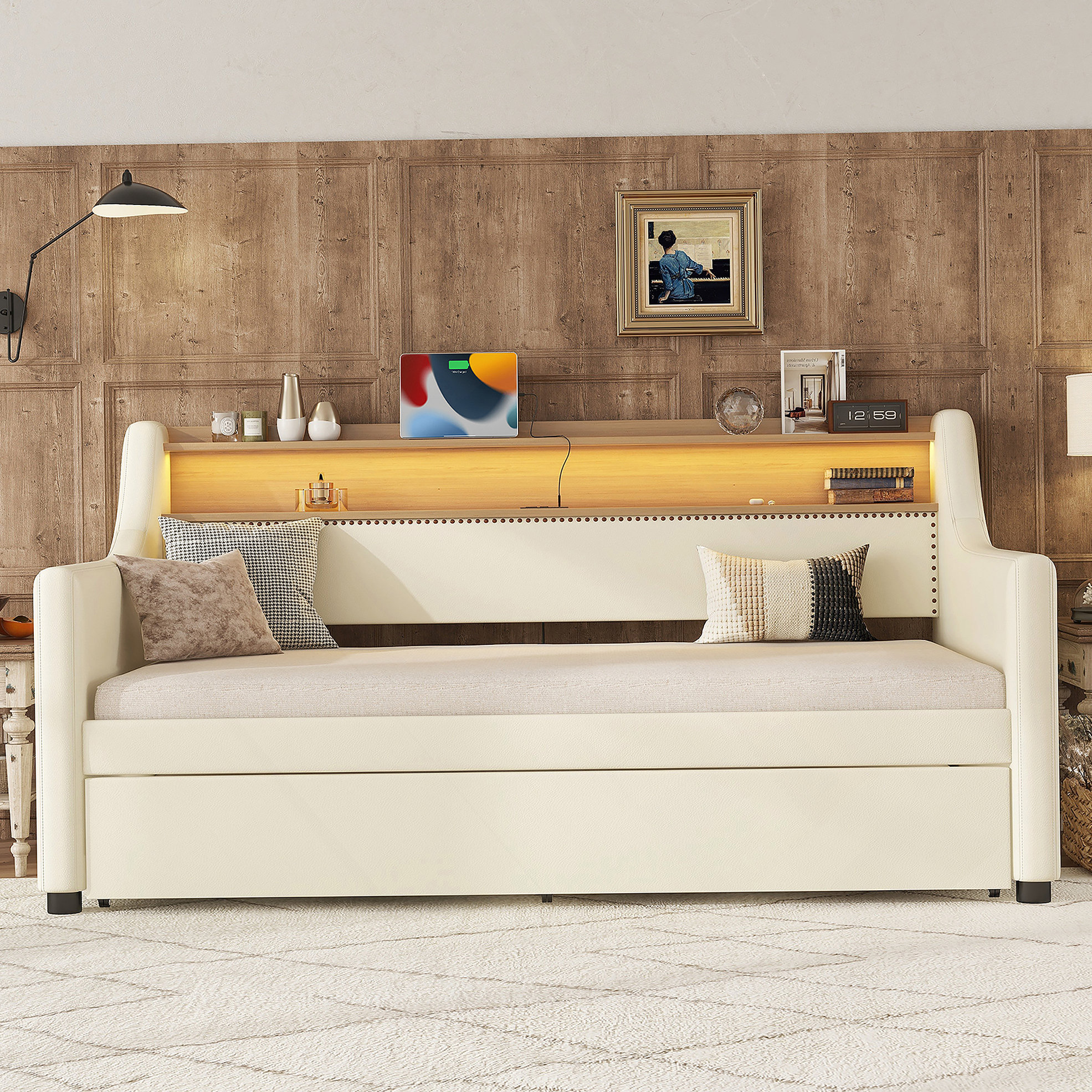 Lark Manor™ Daybed With Trundleupholsted Daybed With Charging Station ...