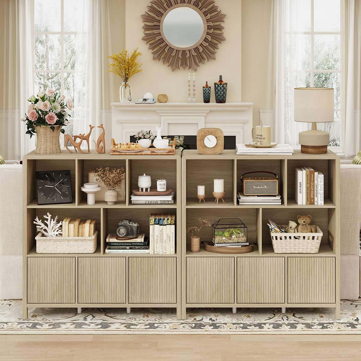 Corrigan Studio 8 Cube Storage Organizer, Farmhouse Cube Bookshelf, Mid ...