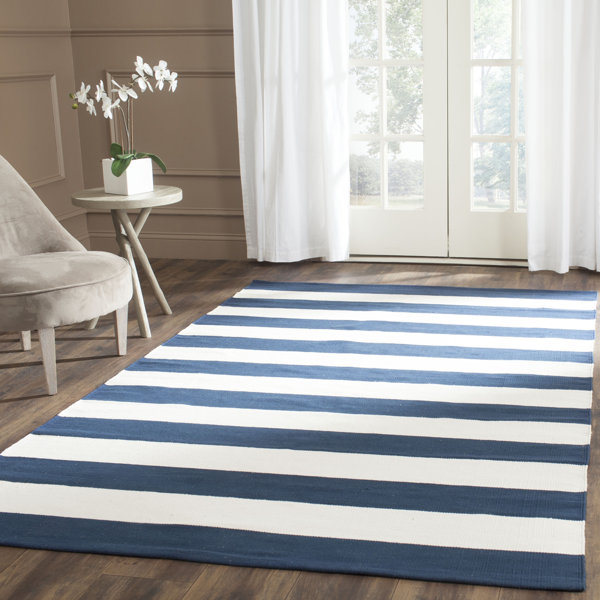Highland Dunes Looped/Hooked Navy/White Rug & Reviews | Wayfair.co.uk